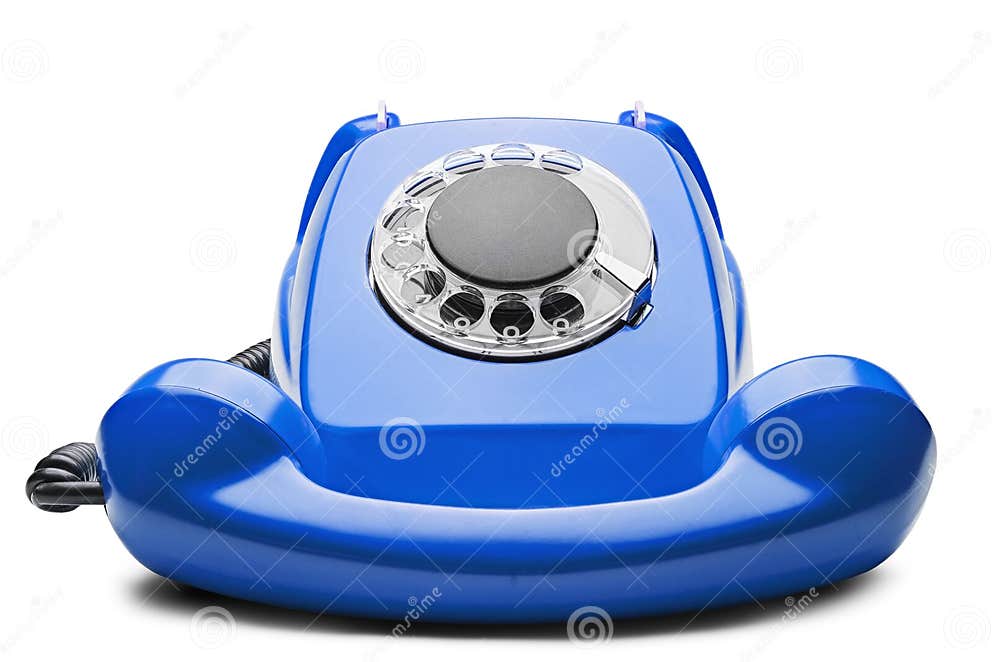 Landline Blue Phone on a White Background Stock Image - Image of ...