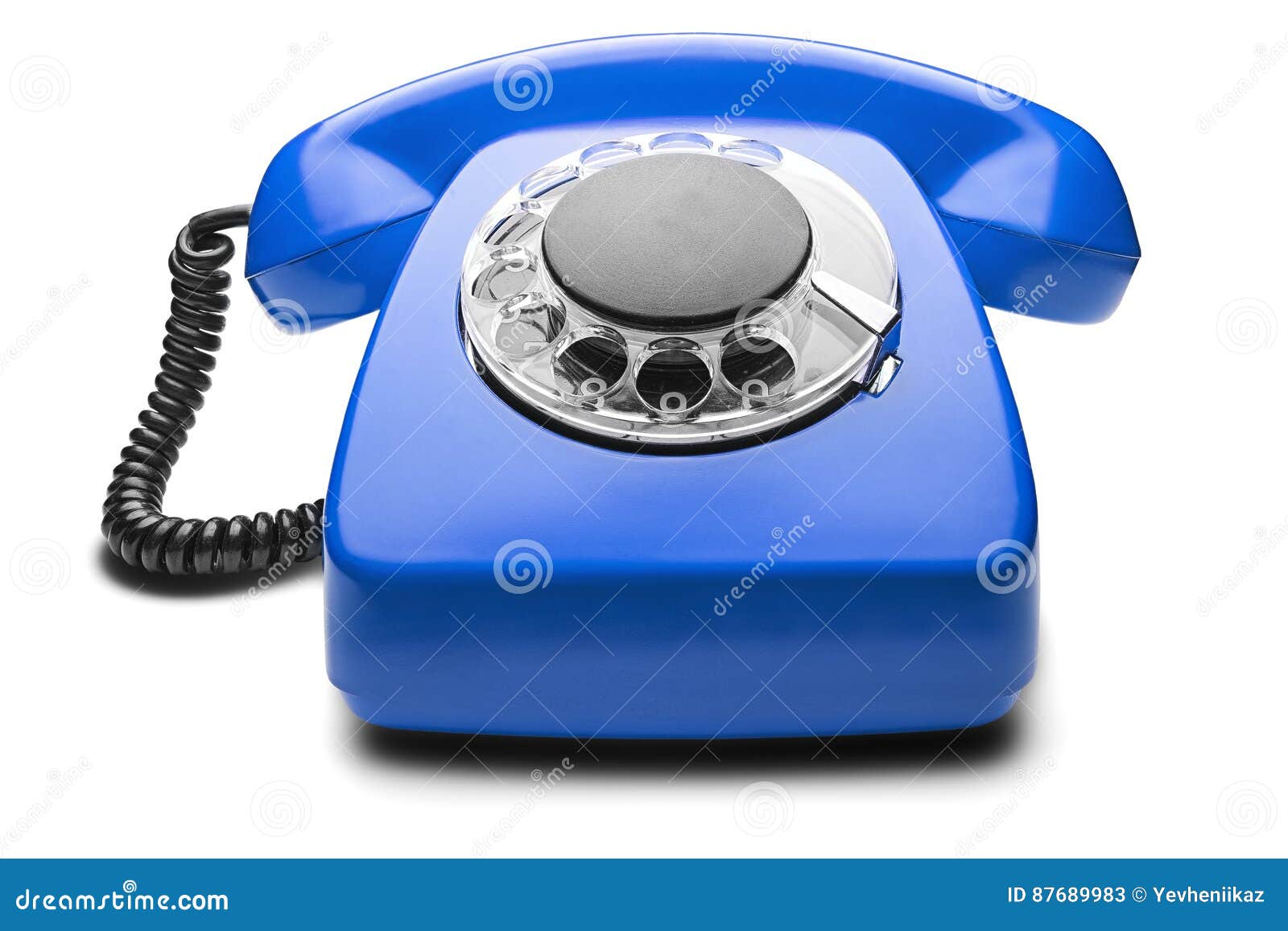 Landline Blue Phone on a White Background Stock Image - Image of blower ...