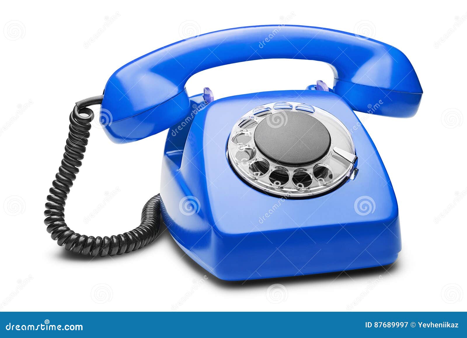 Landline Blue Phone on a White Background Stock Image - Image of ...