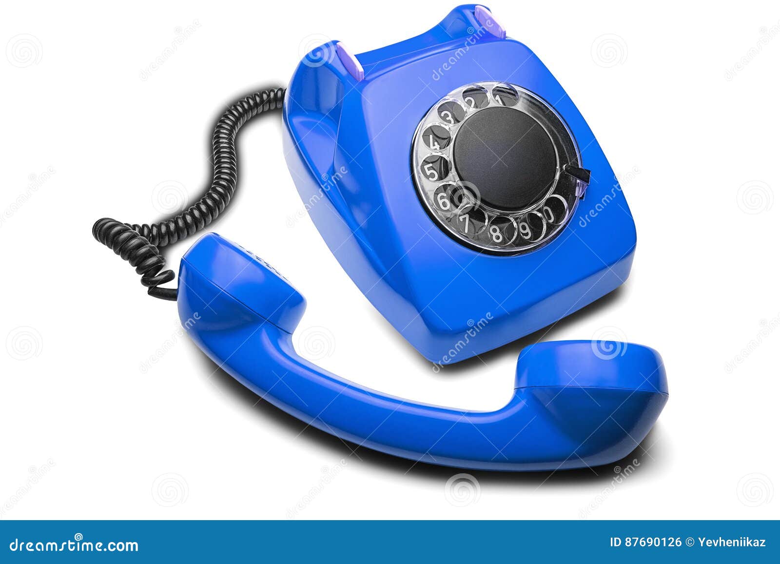 Landline Blue Phone on a White Background Stock Photo - Image of ...