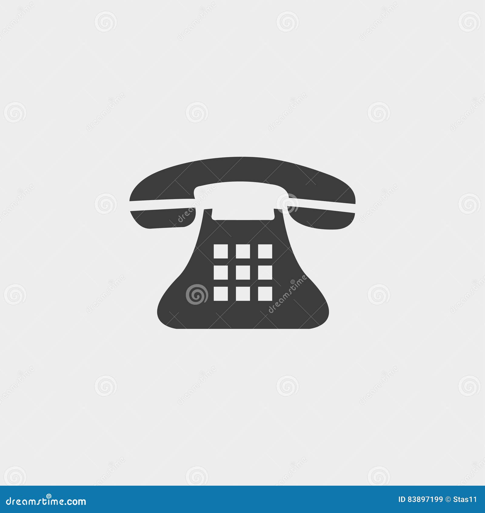 Landline Phone Icon in a Flat Design in Black Color. Vector ...