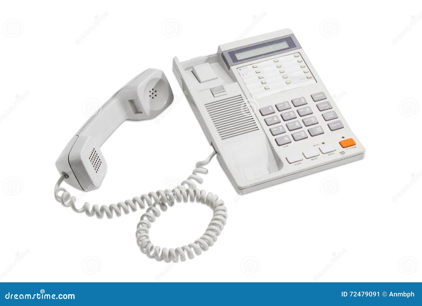 Landline Telephone with Push Button Dial on a Light Background Stock ...