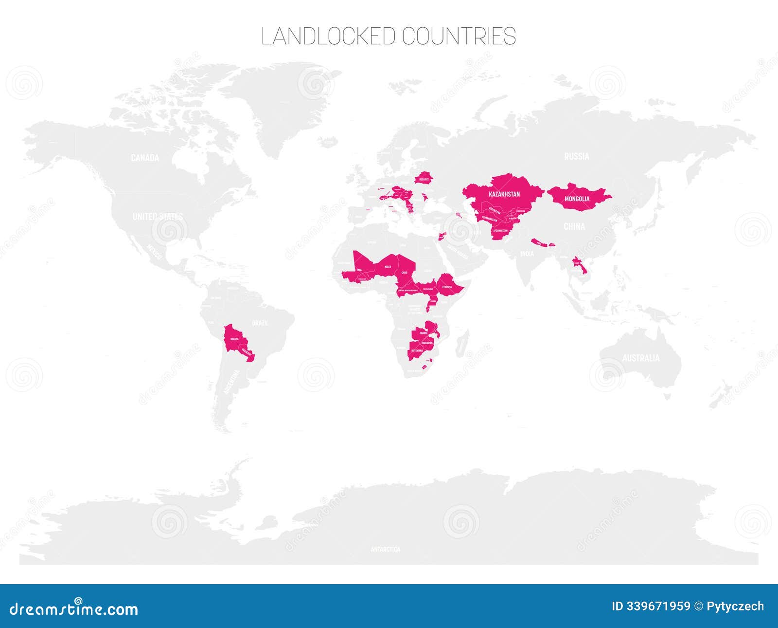 Landlocked Countries Of World Cartoon Vector | CartoonDealer.com #339671959