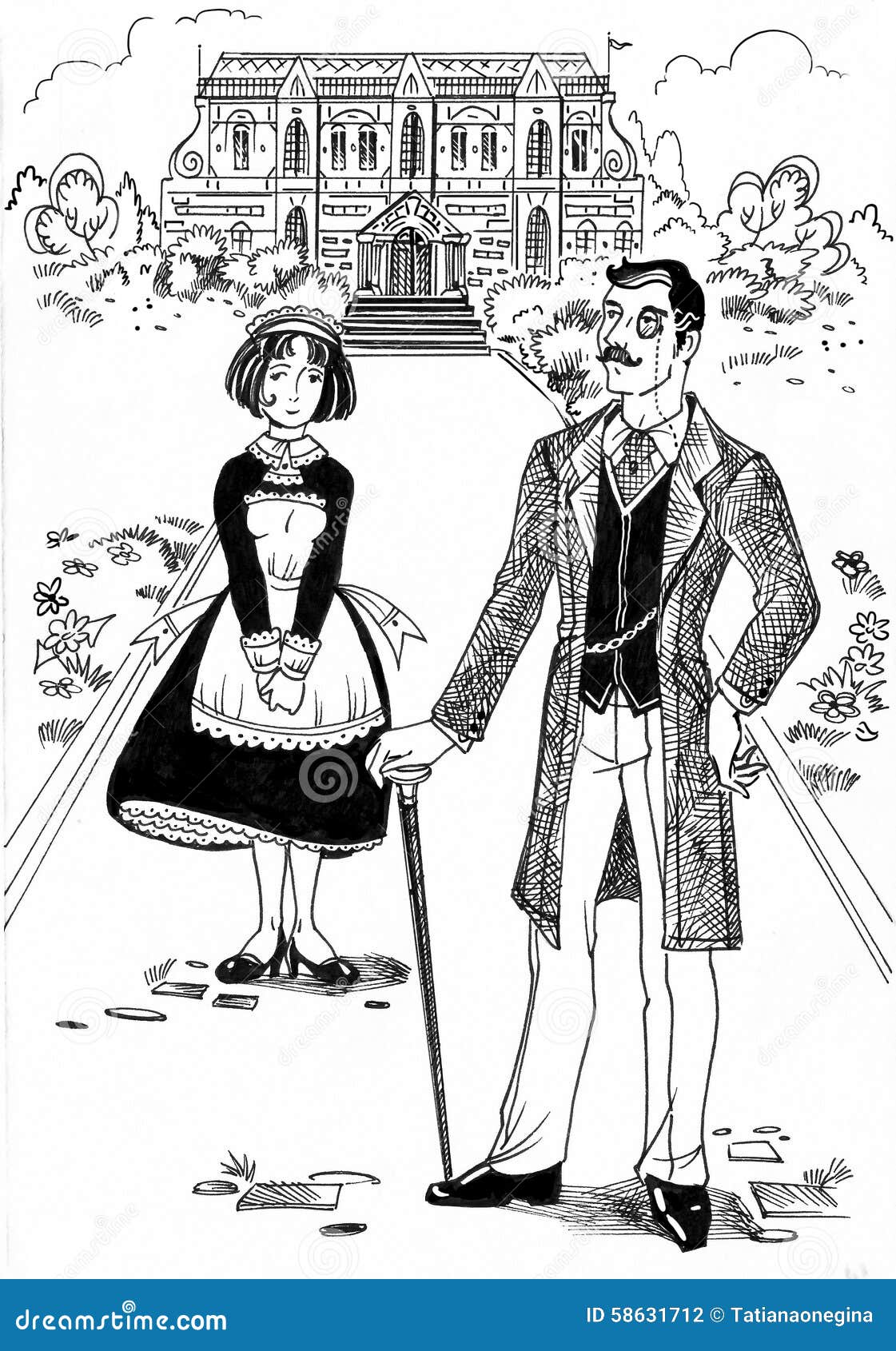 Landlord stock illustration. Illustration of manor, characters - 58631712