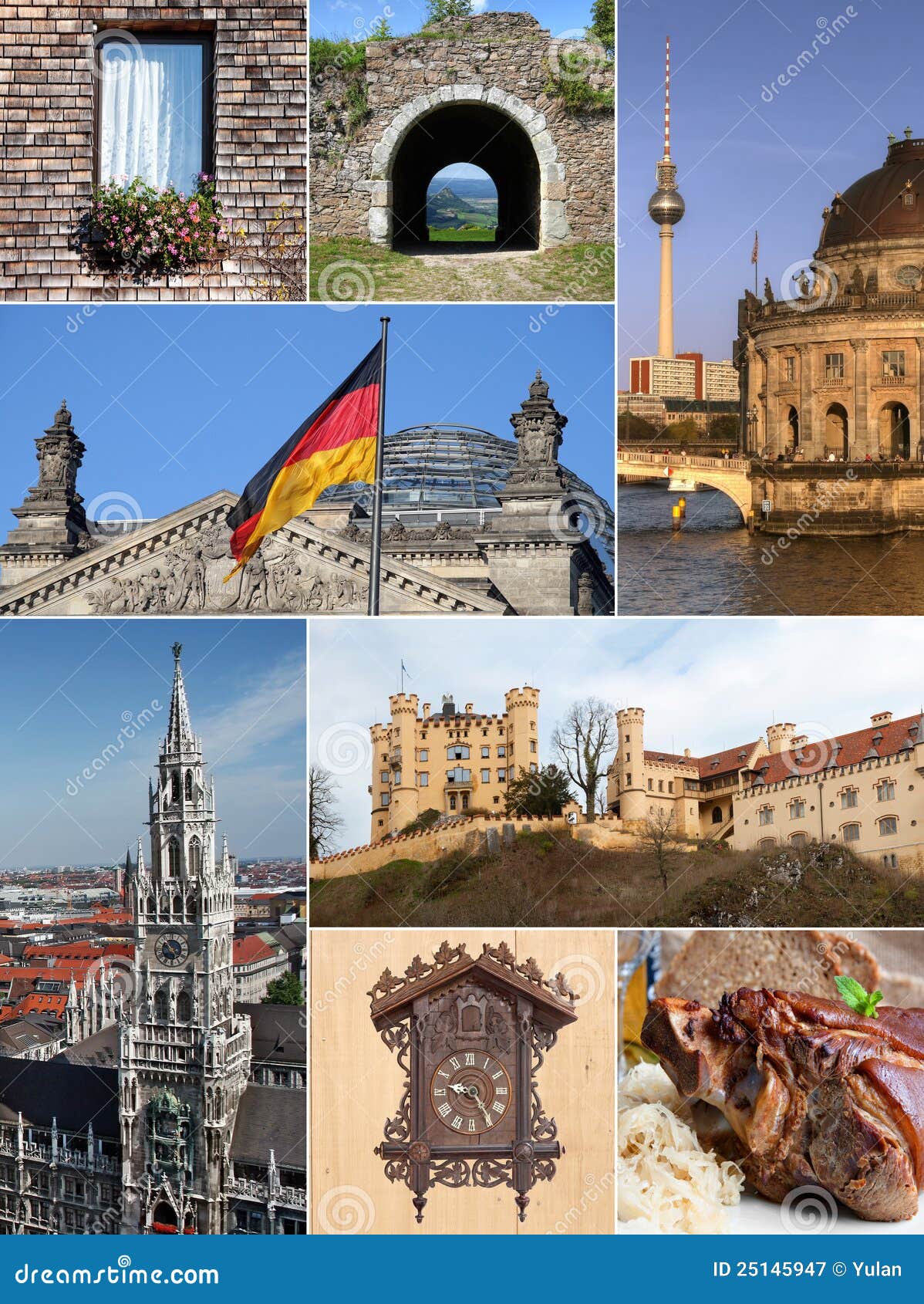 Landmark Collage of Germany Stock Image - Image of landmark, river ...