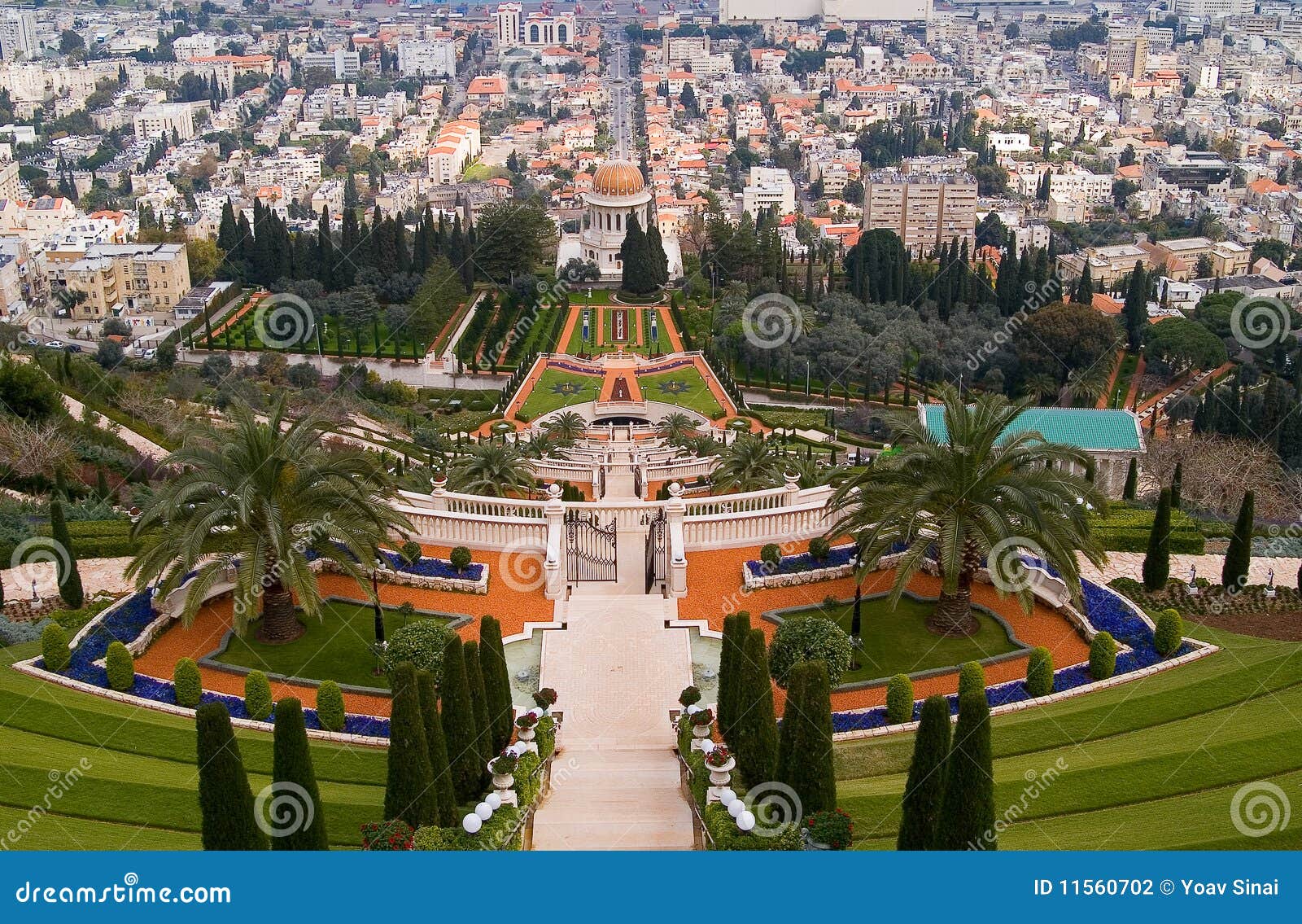 Landmark of Haifa Shrine of the Bab Stock Photo - Image of gardens ...
