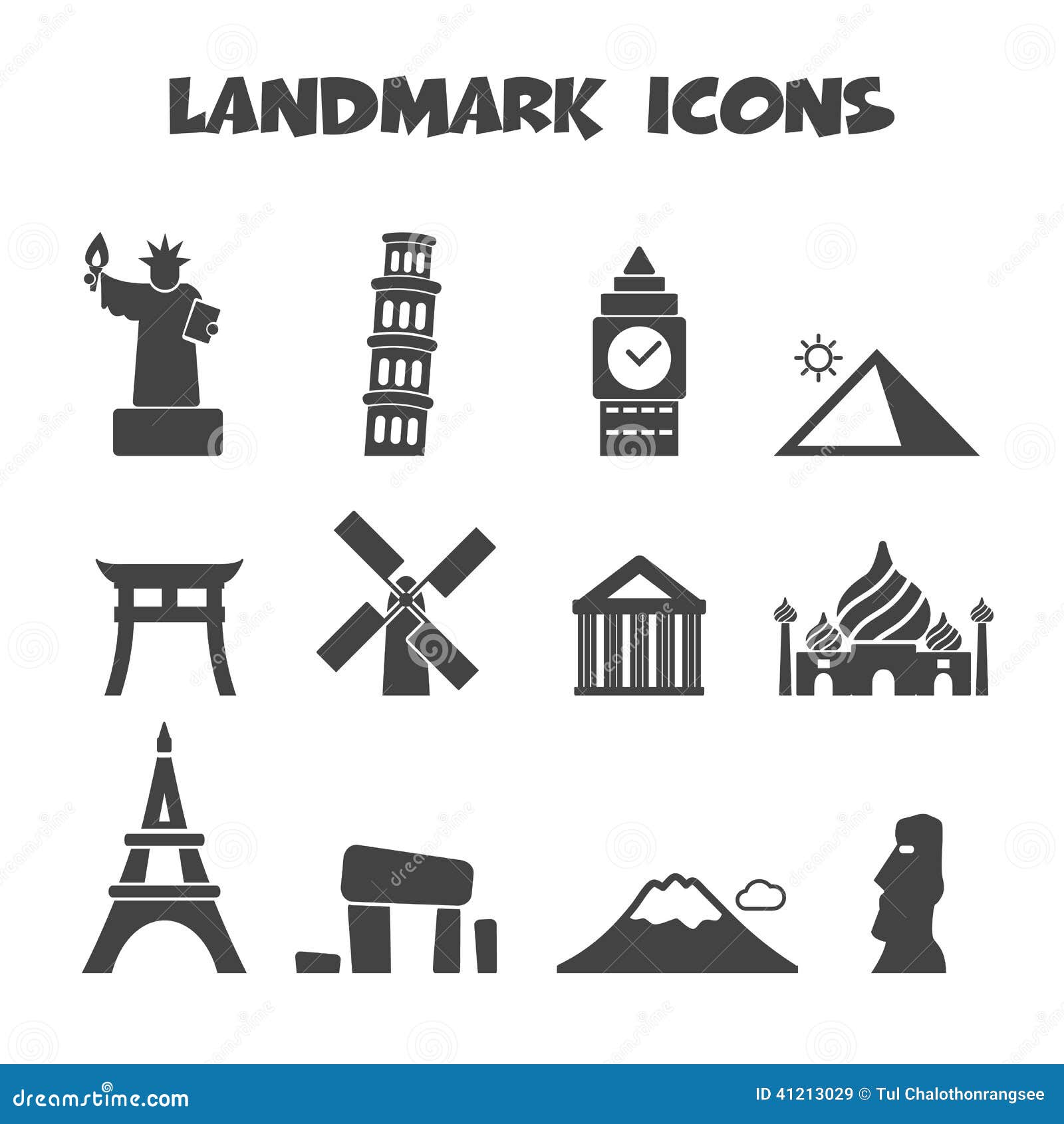 Landmark icons stock vector. Illustration of culture - 41213029