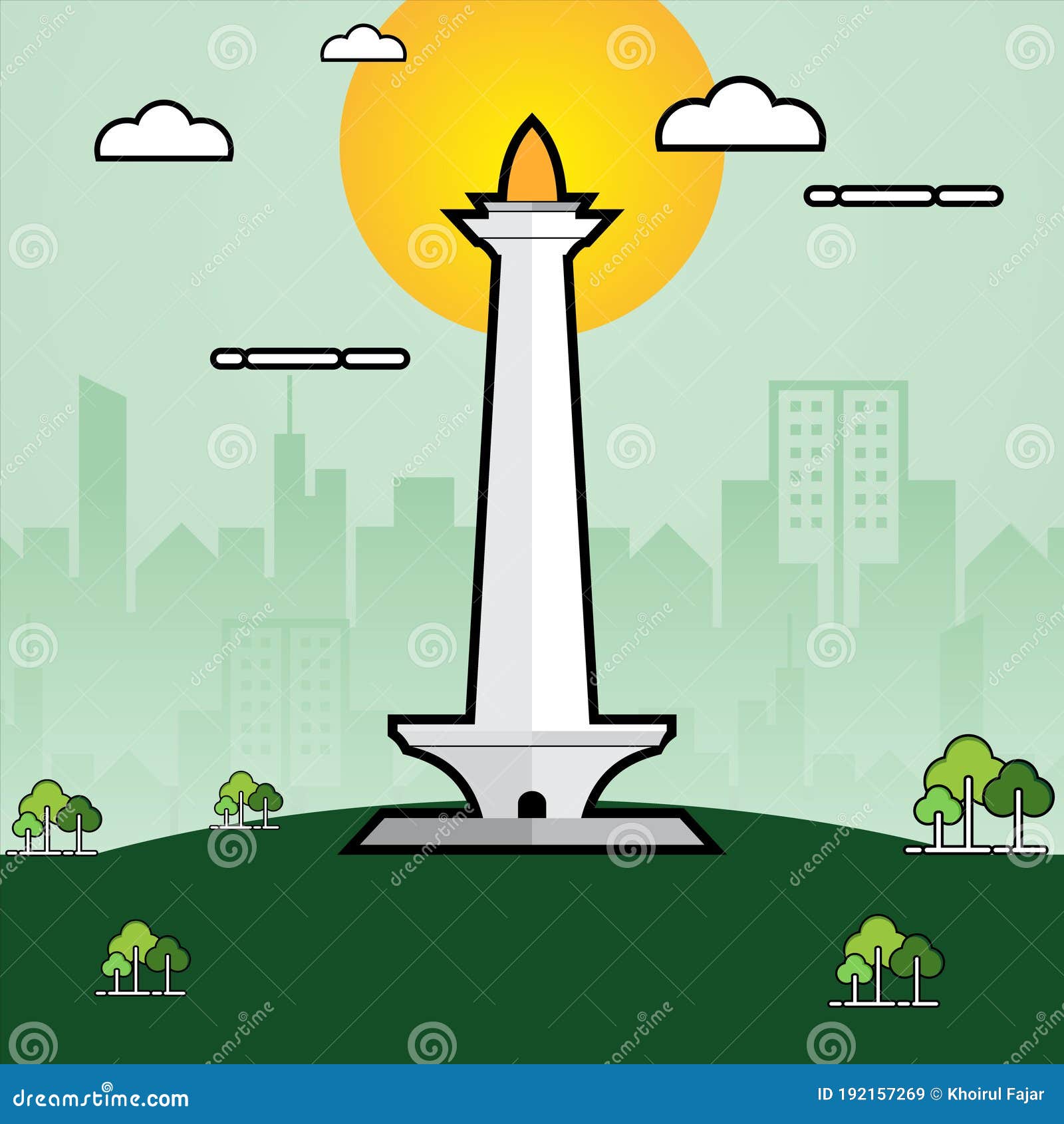 Landmark Monas Jakarta In Indonesia Cartoon Vector | CartoonDealer.com ...