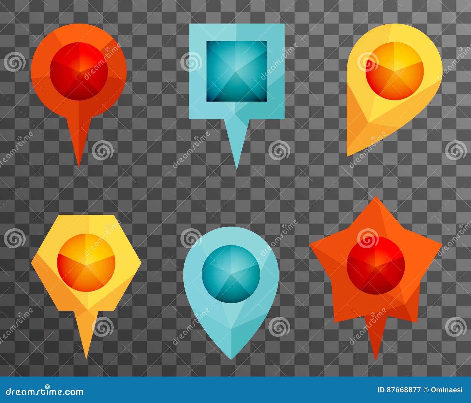 Landmark And Showplace Symbol Map Pointer Mark Polygon Icons Vector ...