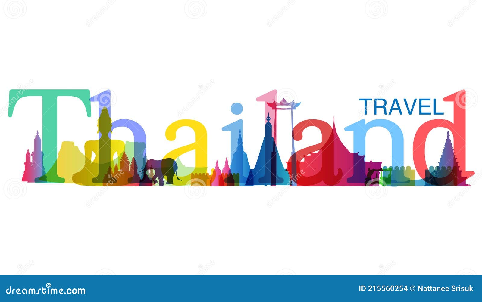 Landmark Thailand Gradient. Travel Thailand Bangkok Text.Banner Modern ...