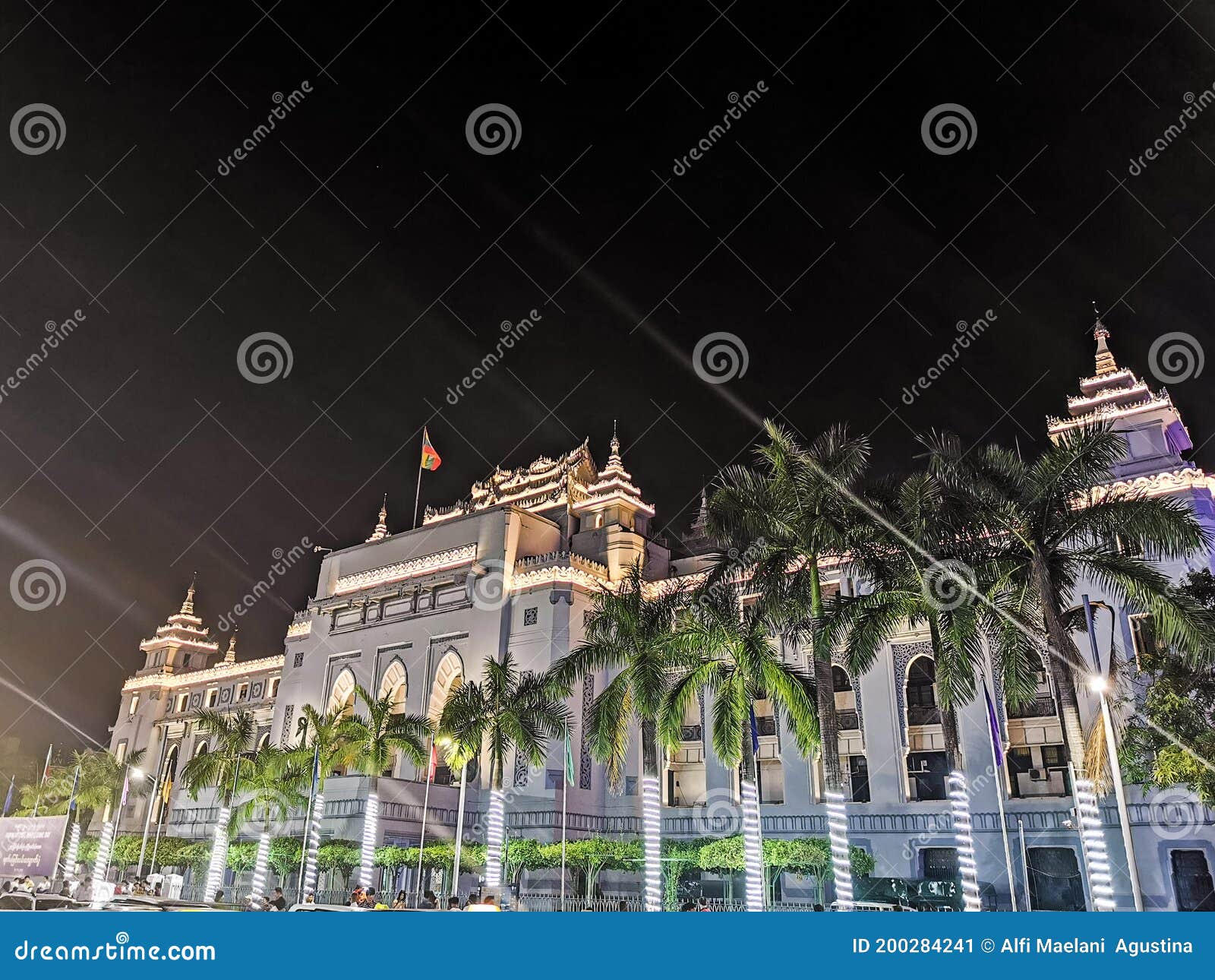 A landmark in Yangon editorial photo. Image of lighting - 200284241