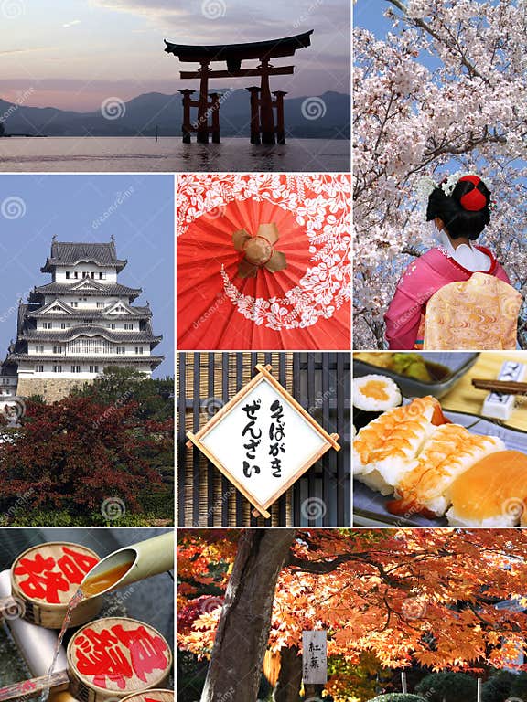 Landmarks and Collage of Japan Stock Image - Image of hieroglyph ...