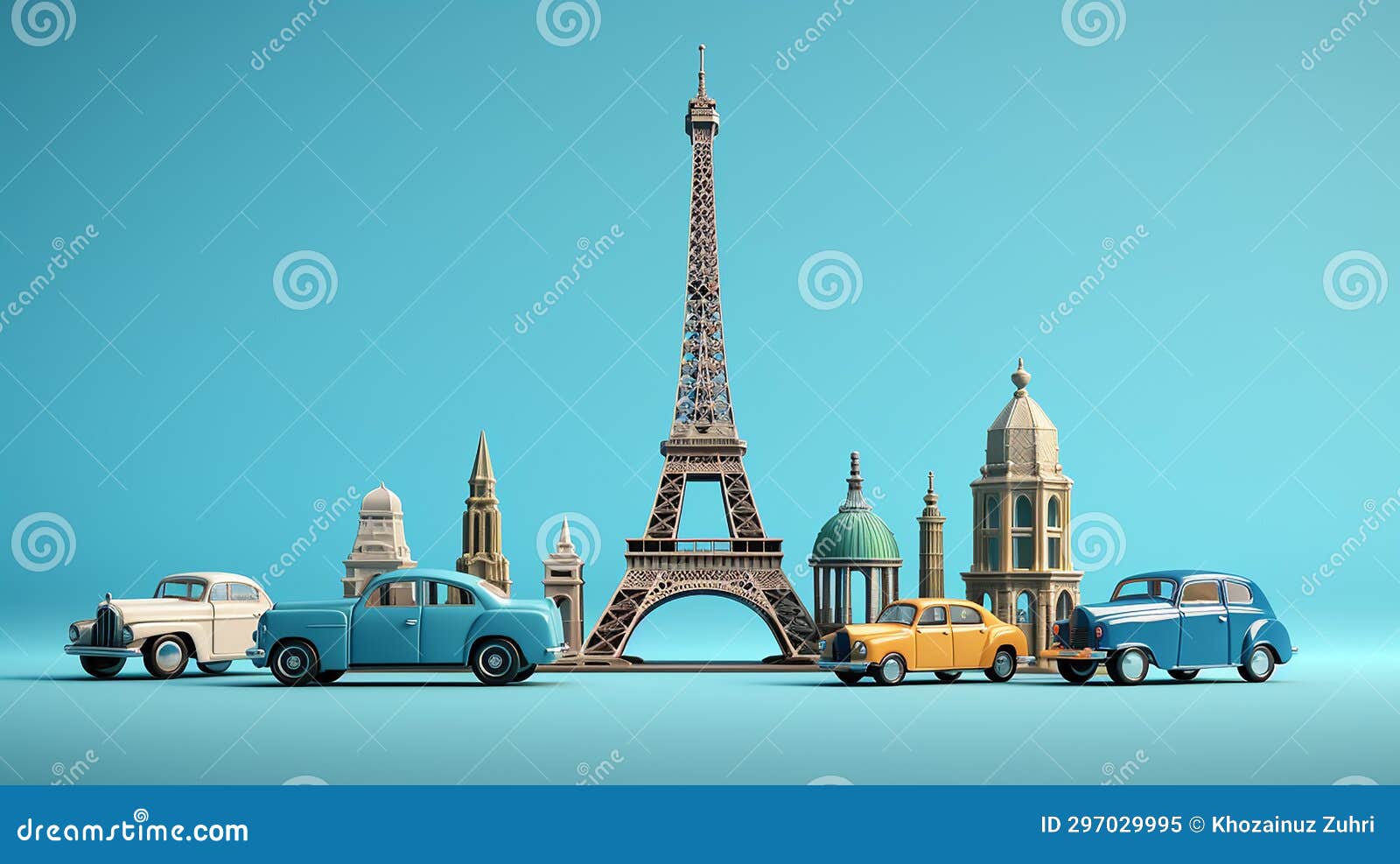 Landmarks of Different Countries on Blue Background. Travel Concept ...