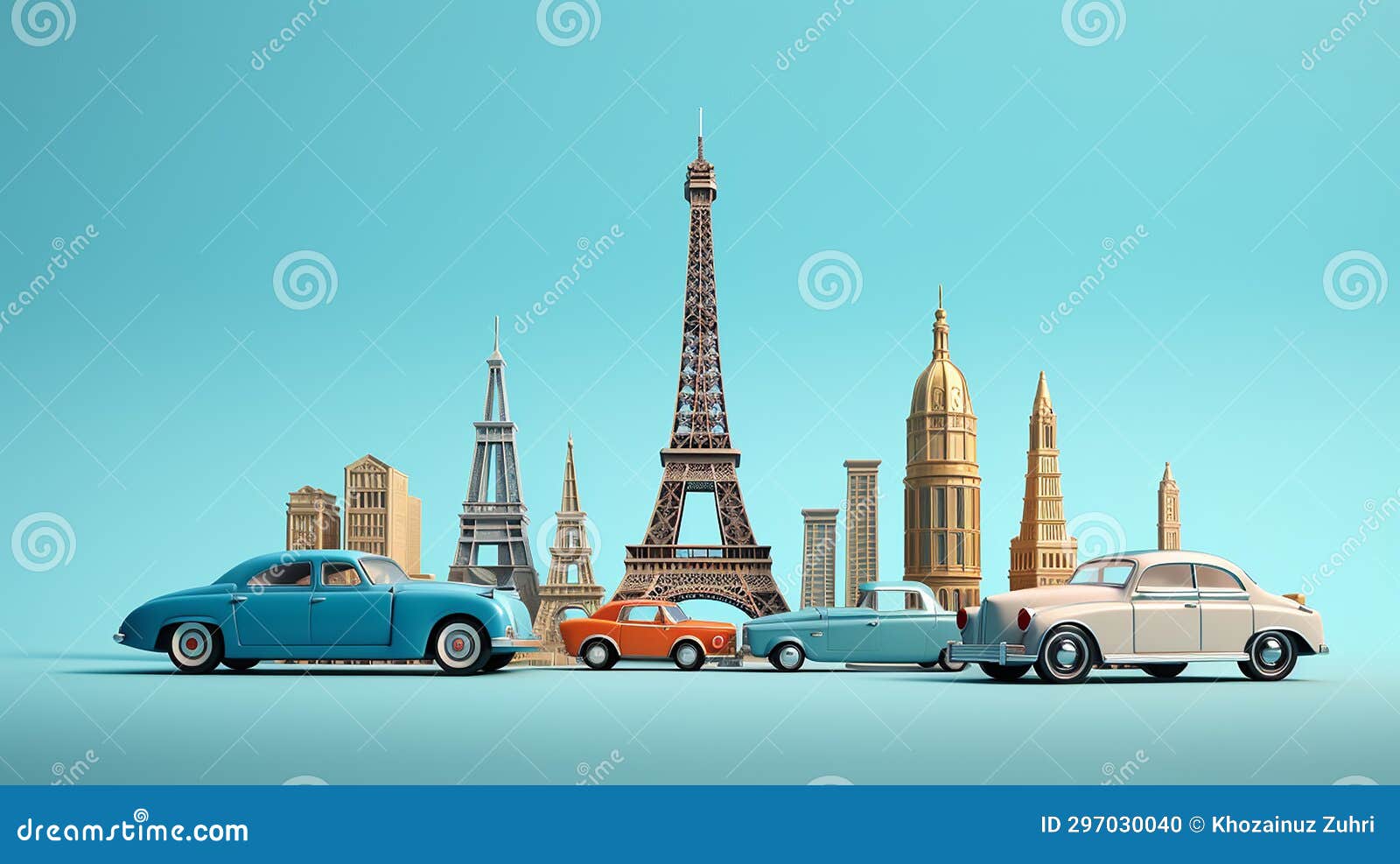 Landmarks of Different Countries on Blue Background. Travel Concept ...