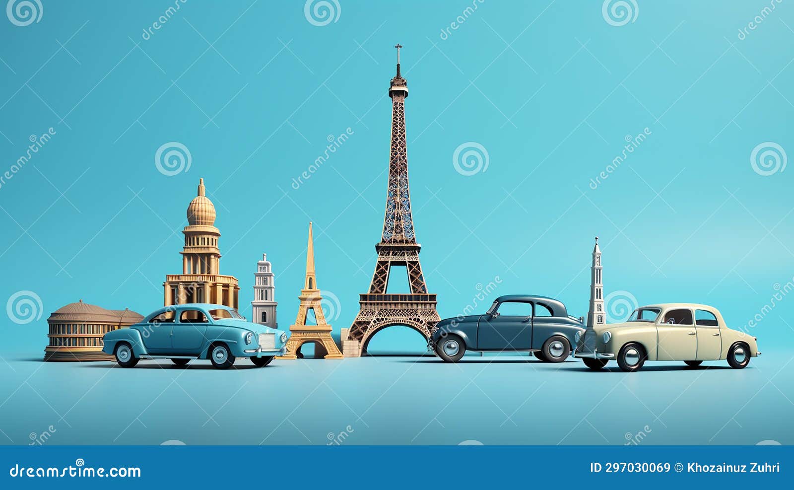Landmarks of Different Countries on Blue Background. Travel Concept ...