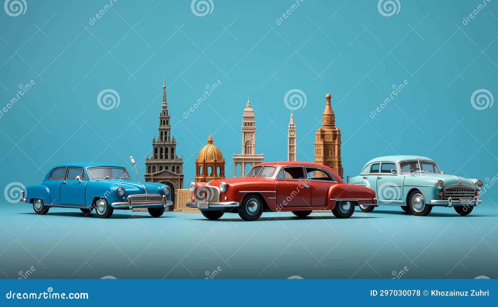 Landmarks of Different Countries on Blue Background. Travel Concept ...