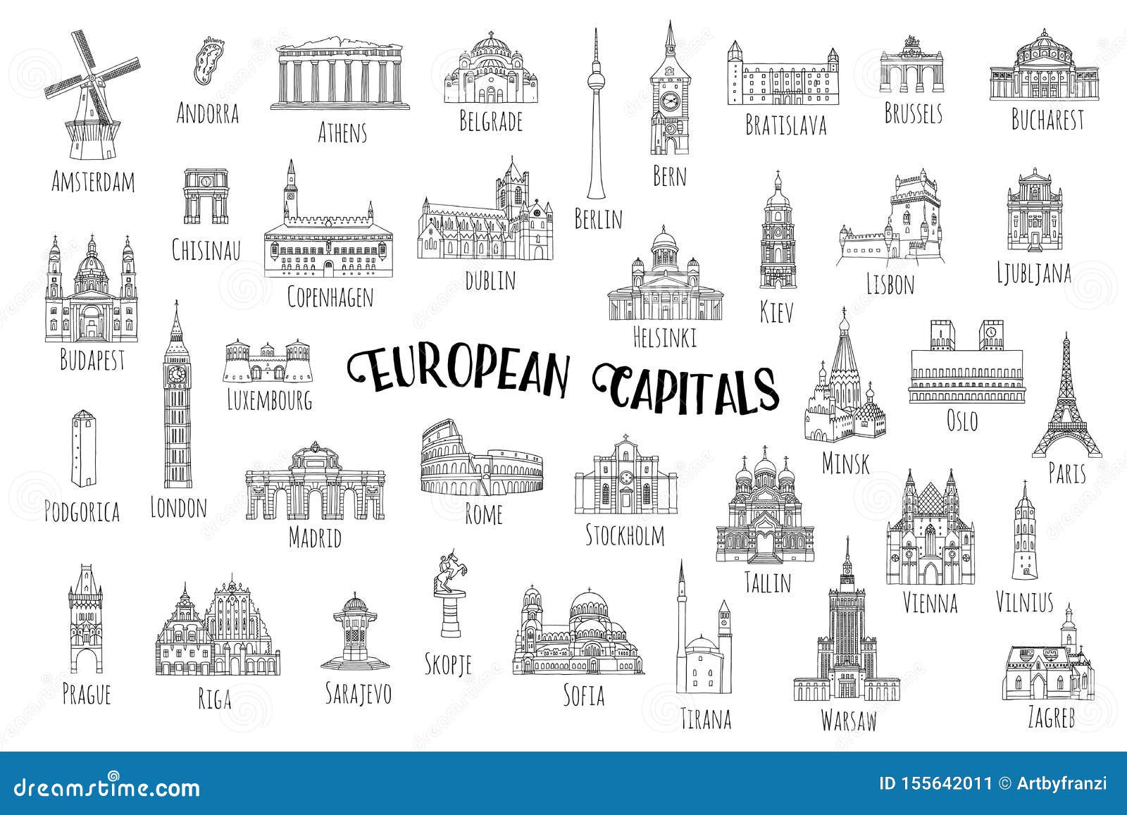 Europe Map European Symbol Continent Stars Cartoon Vector ...
