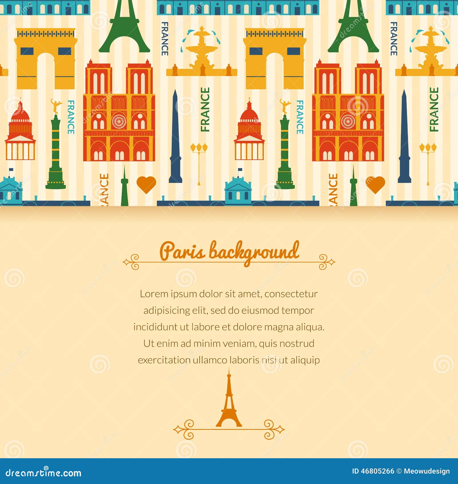 Landmarks of France Colorful Seamless Pattern Stock Vector ...