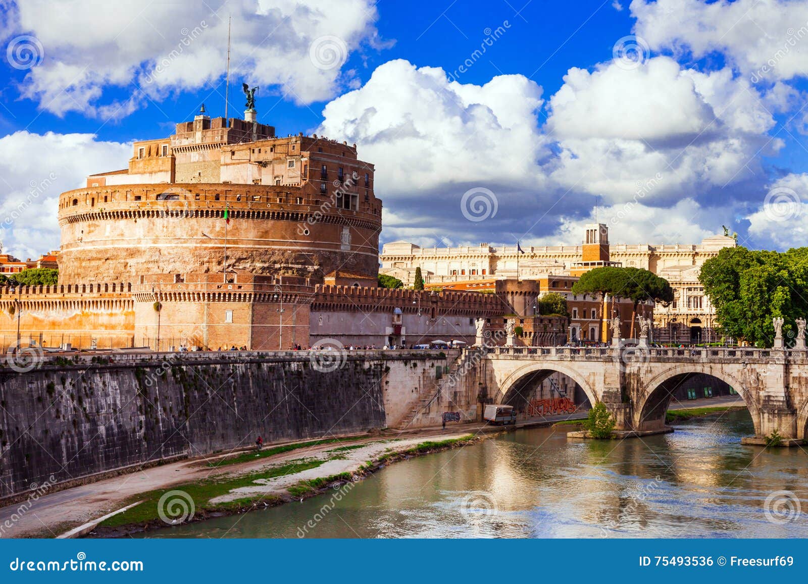 Landmarks of Italy - Castle Sant Angelo in Rome Stock Photo - Image of ...