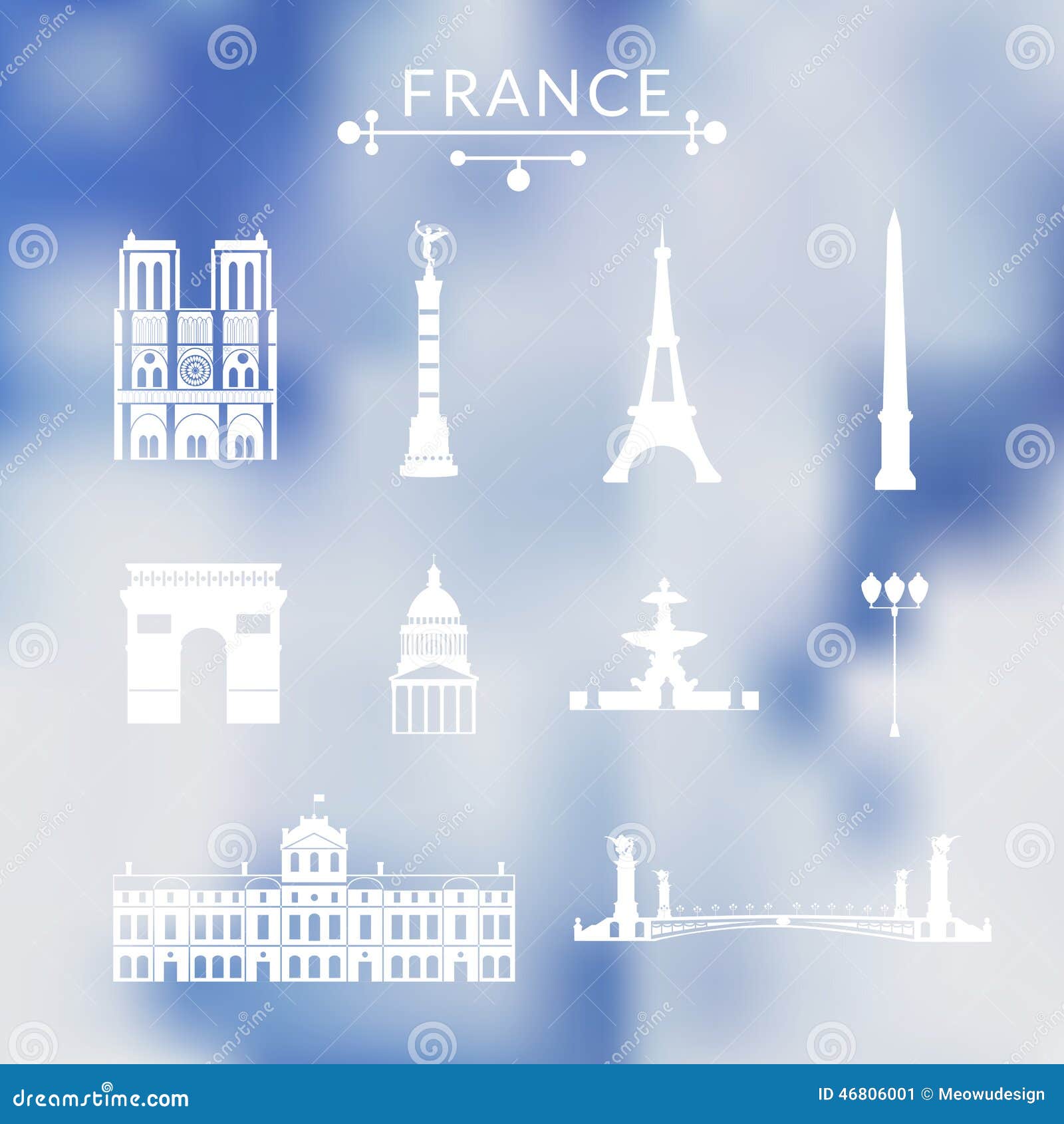 Landmarks of Paris stock vector. Illustration of elegant - 46806001