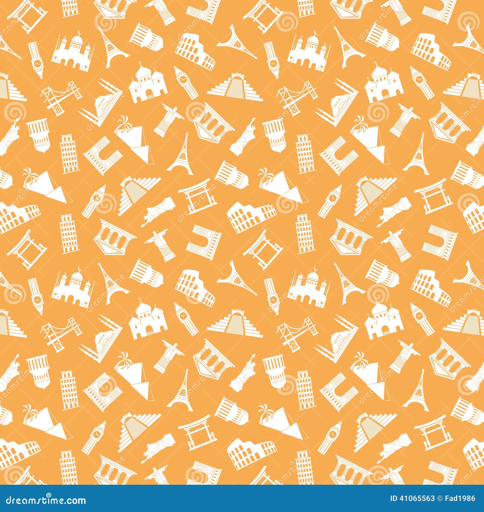 Seamless Pattern of Landmarks Stock Vector - Illustration of landmark ...