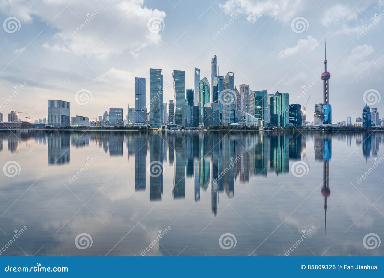 Landmarks of Shanghai with Huangpu River in China Stock Photo - Image ...