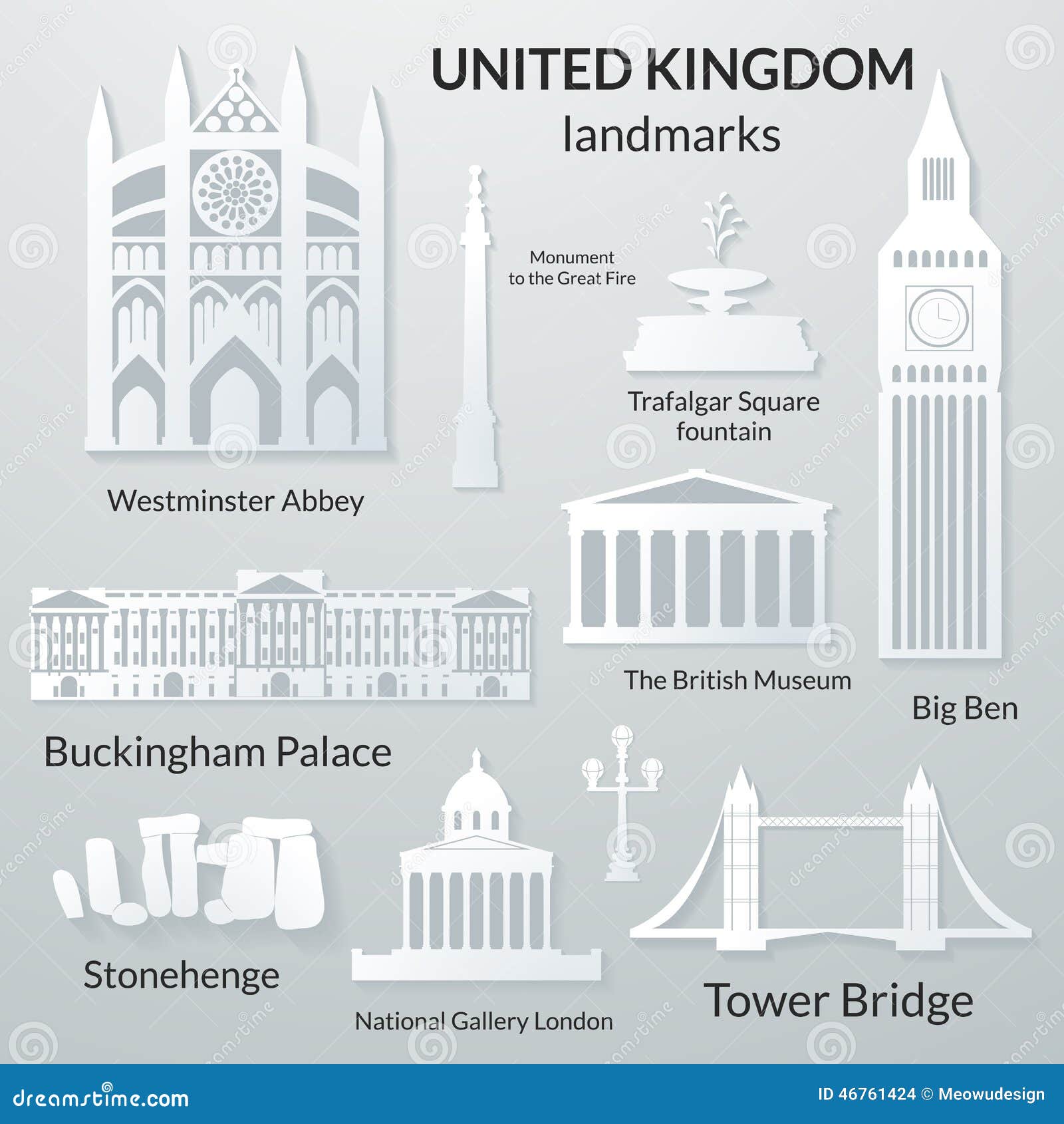 Landmarks of United Kingdom Stock Vector - Illustration of england ...