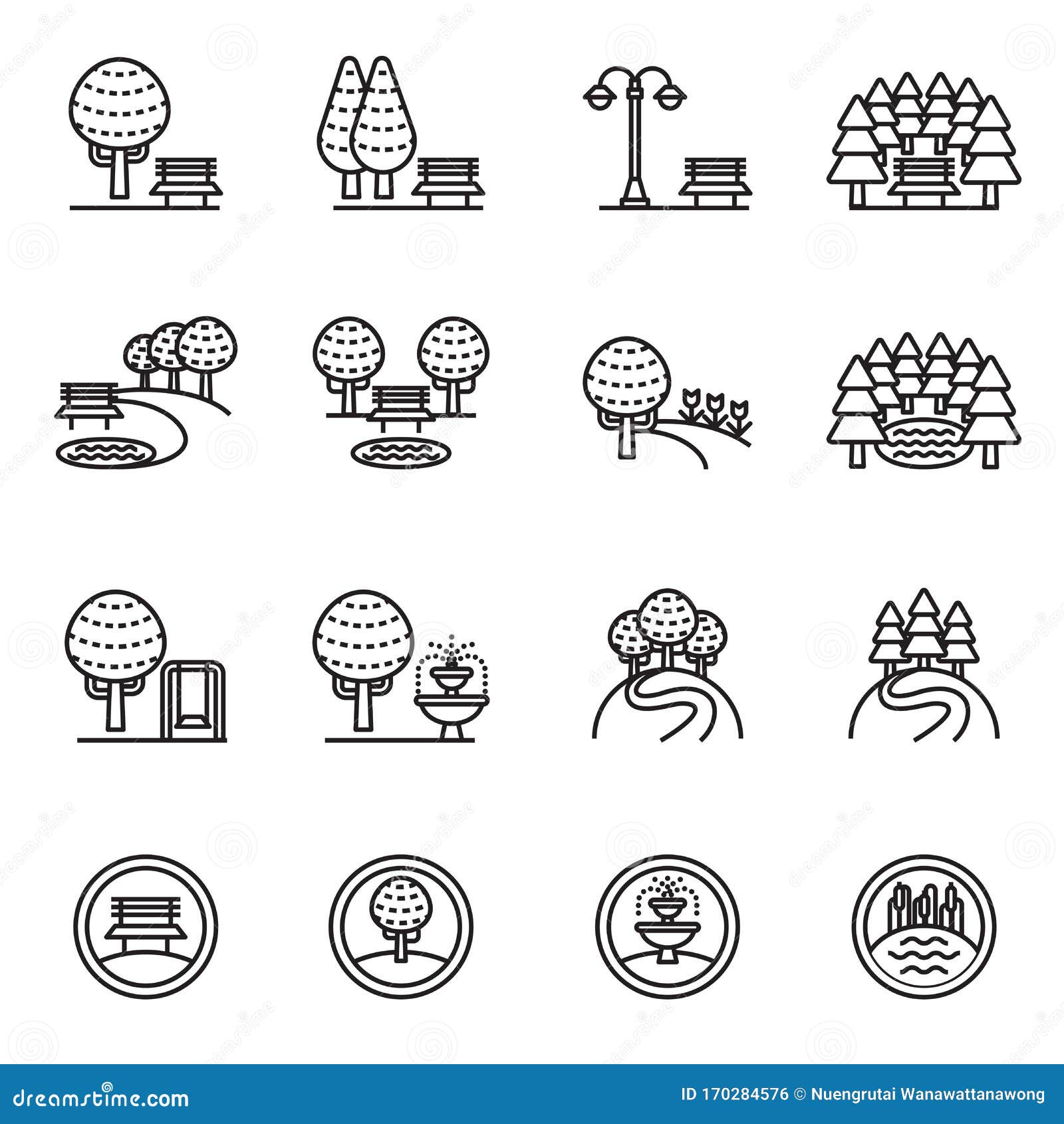 Park Icon Set Vector Illustration | CartoonDealer.com #157266456
