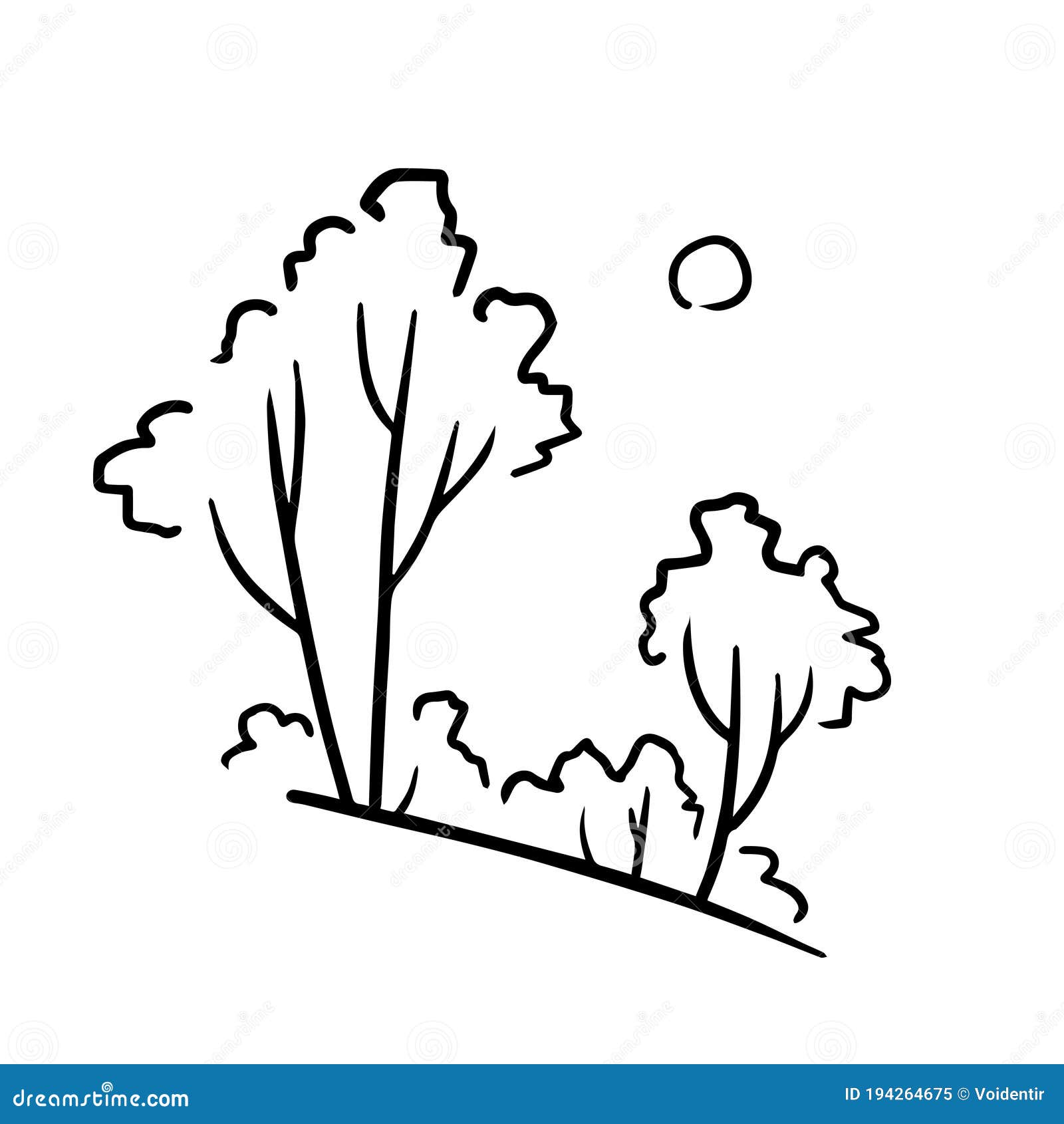 Outline tree landscape stock vector. Illustration of landscape - 194264675