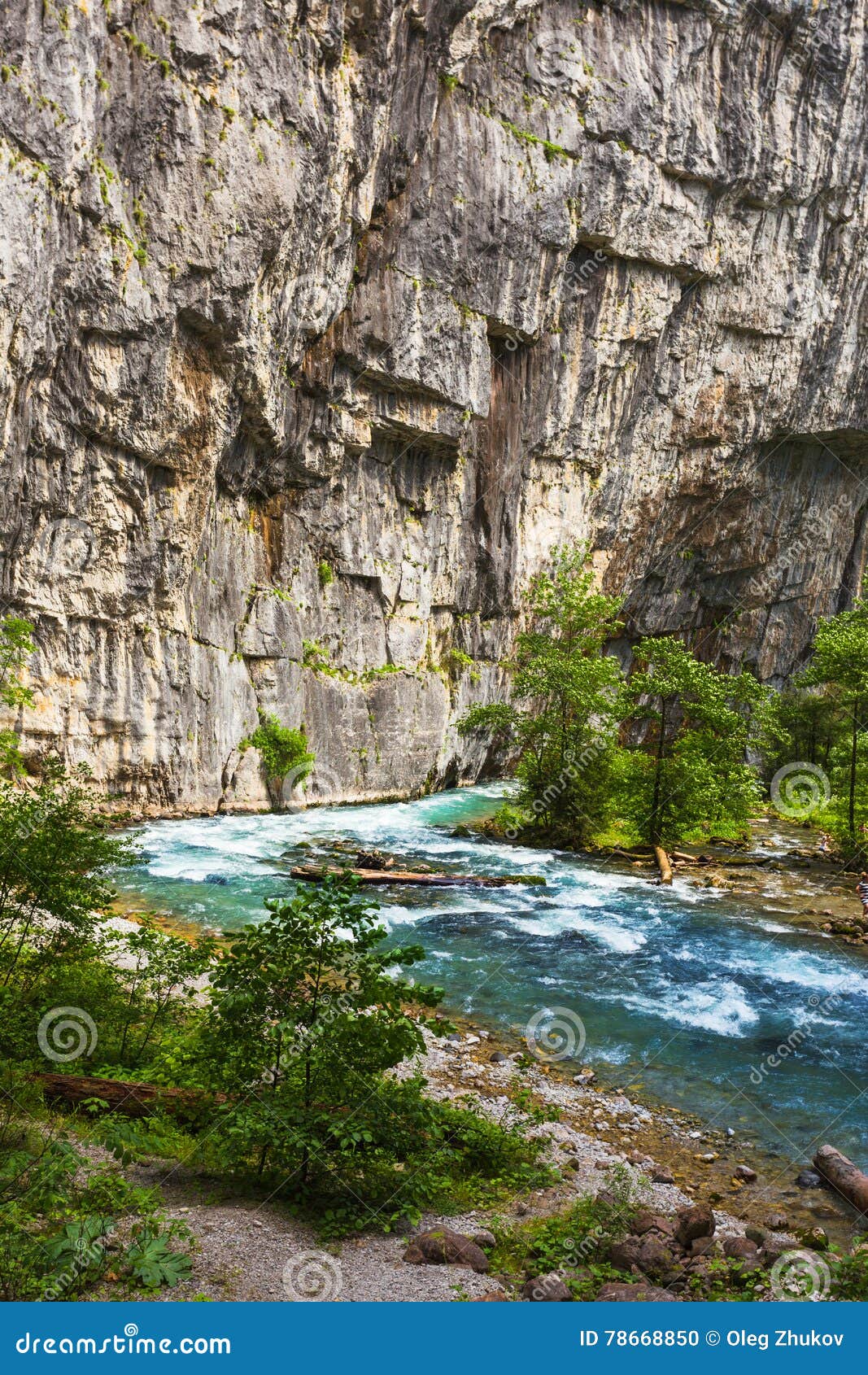 Landscape in Abkhazia with Caucasian Ridge and River Stock Photo ...