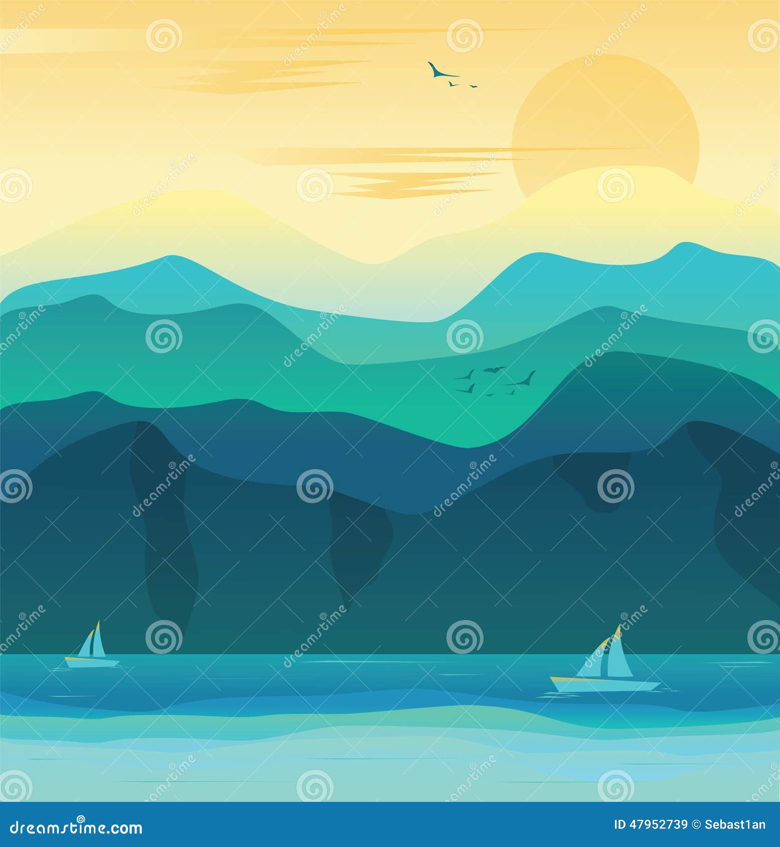 Landscape stock vector. Illustration of scenery, panoramic - 47952739
