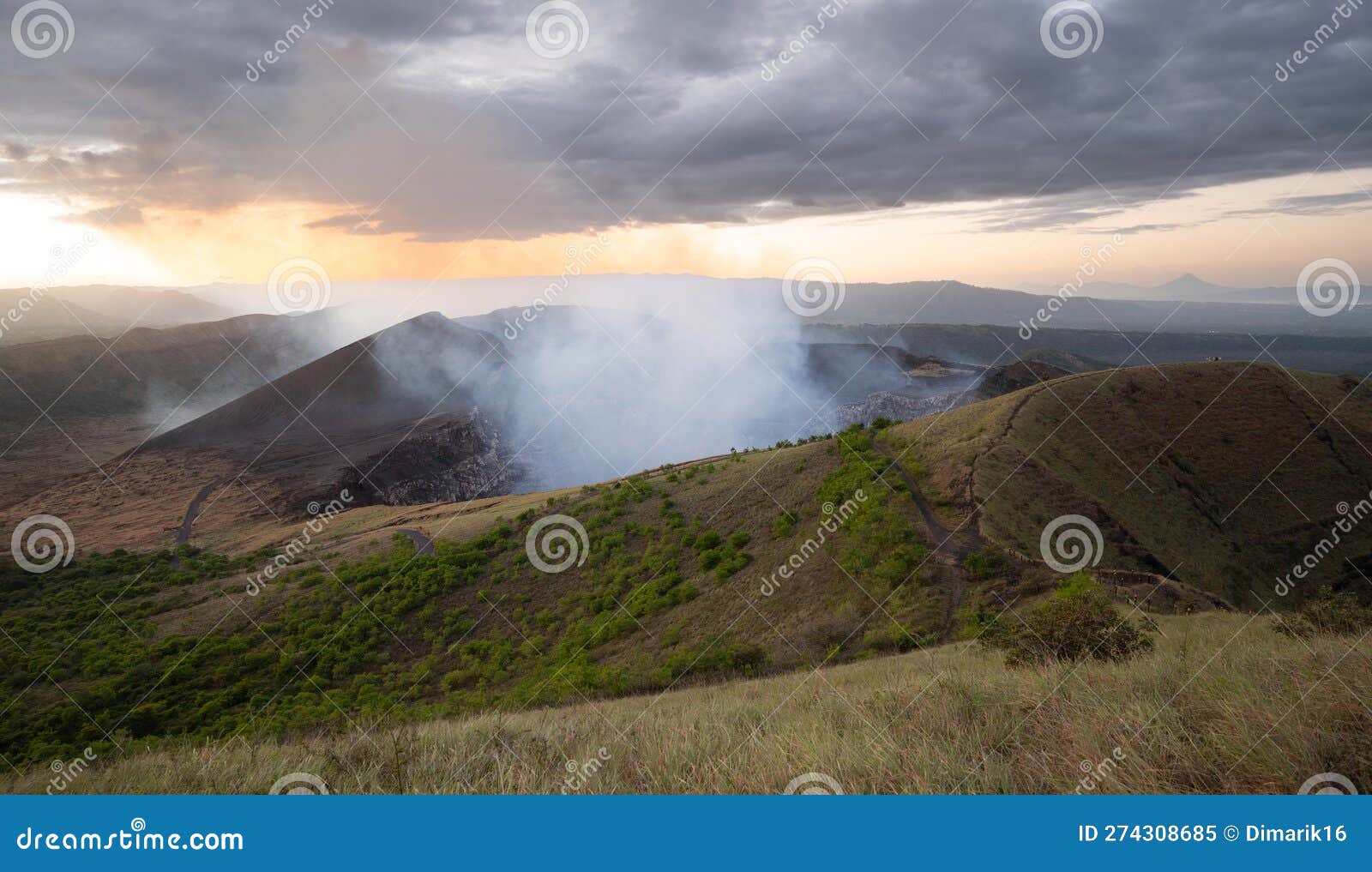 Landscape with Active Volcano Stock Image - Image of nicaragua ...