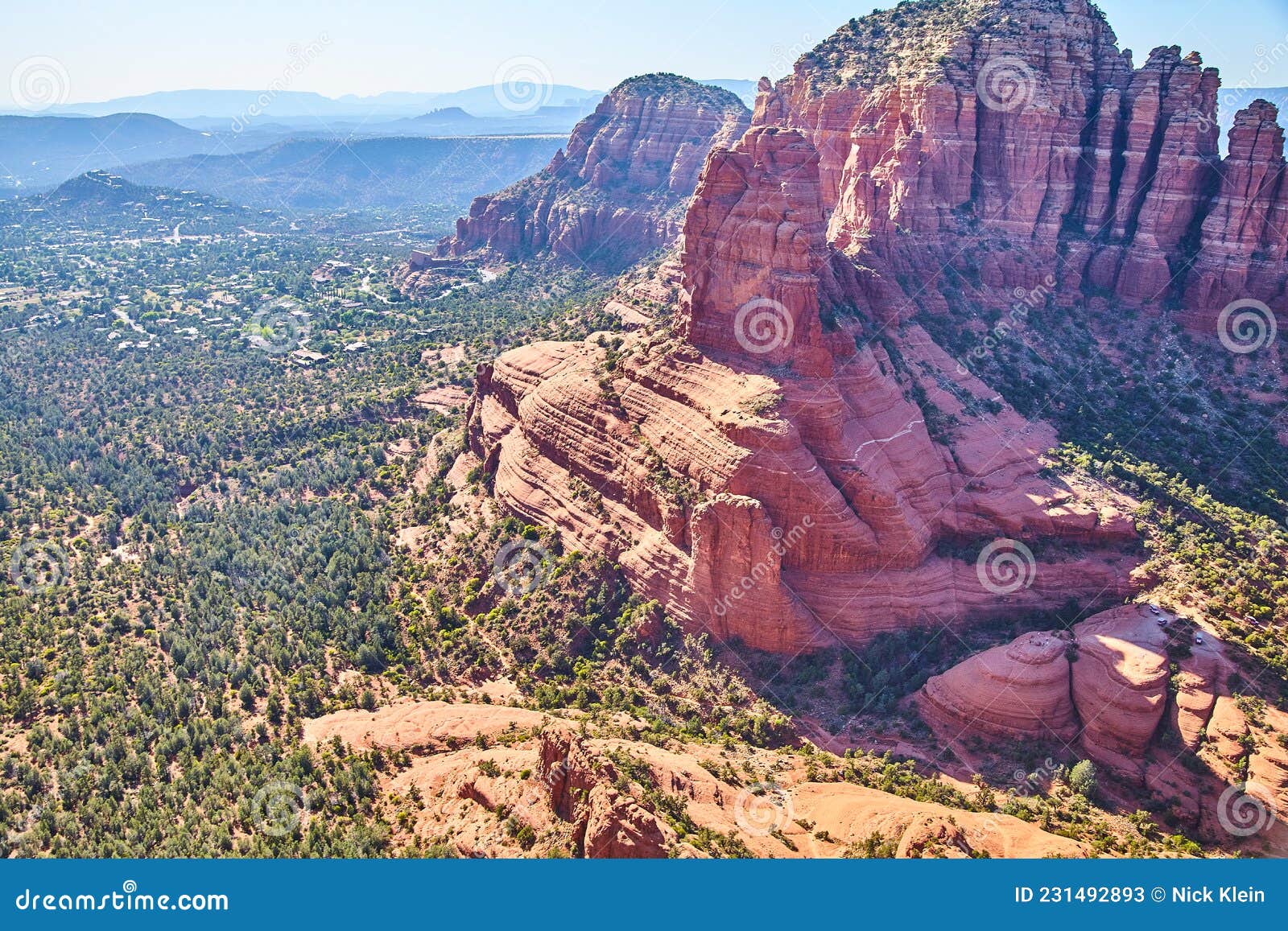 Landscape Aerial of Large Red Rock Mountains in Desert Stock Image ...