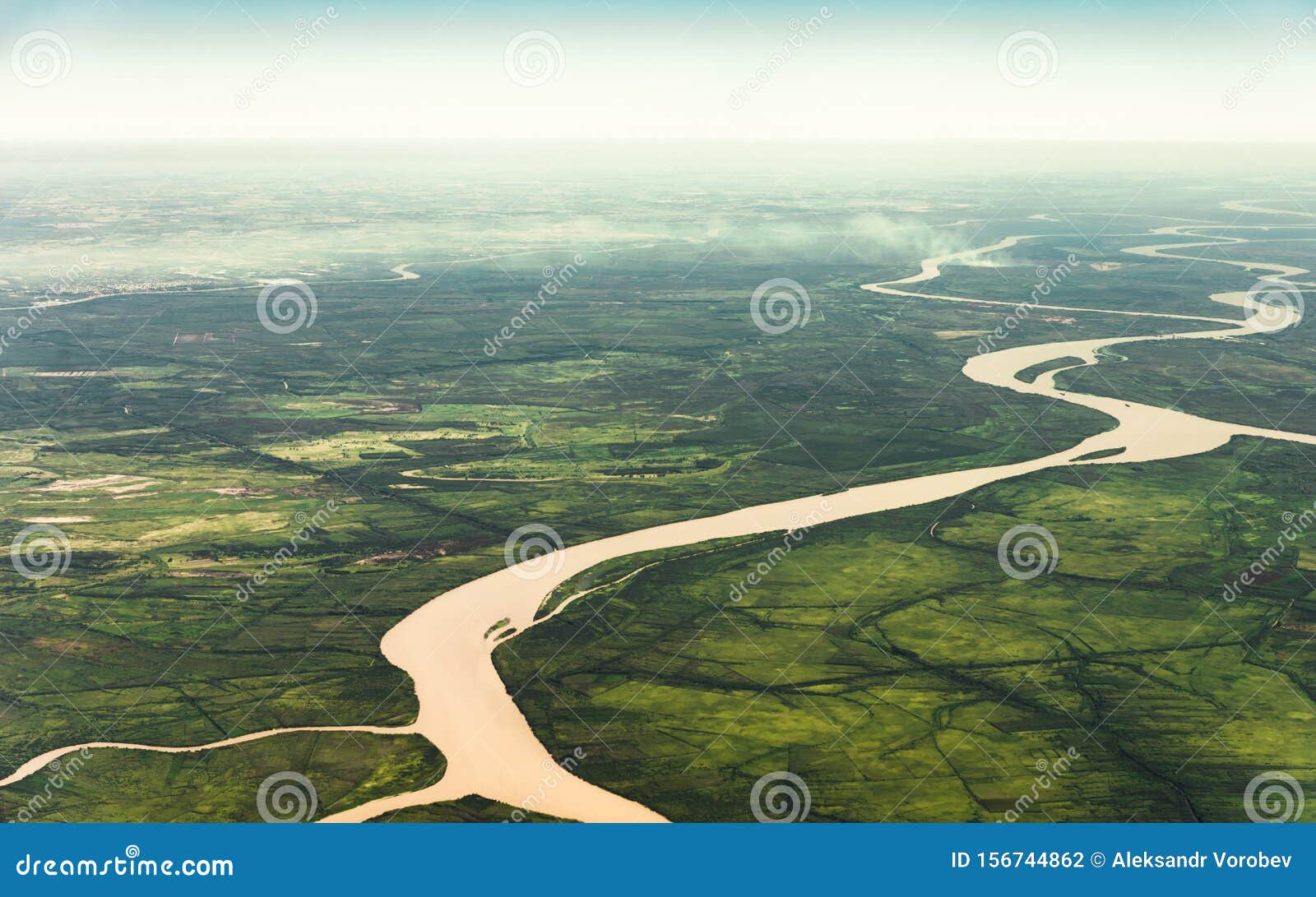 Landscape Aerial View of Colorful Amazon Rivers, Forest, Jungle, and ...
