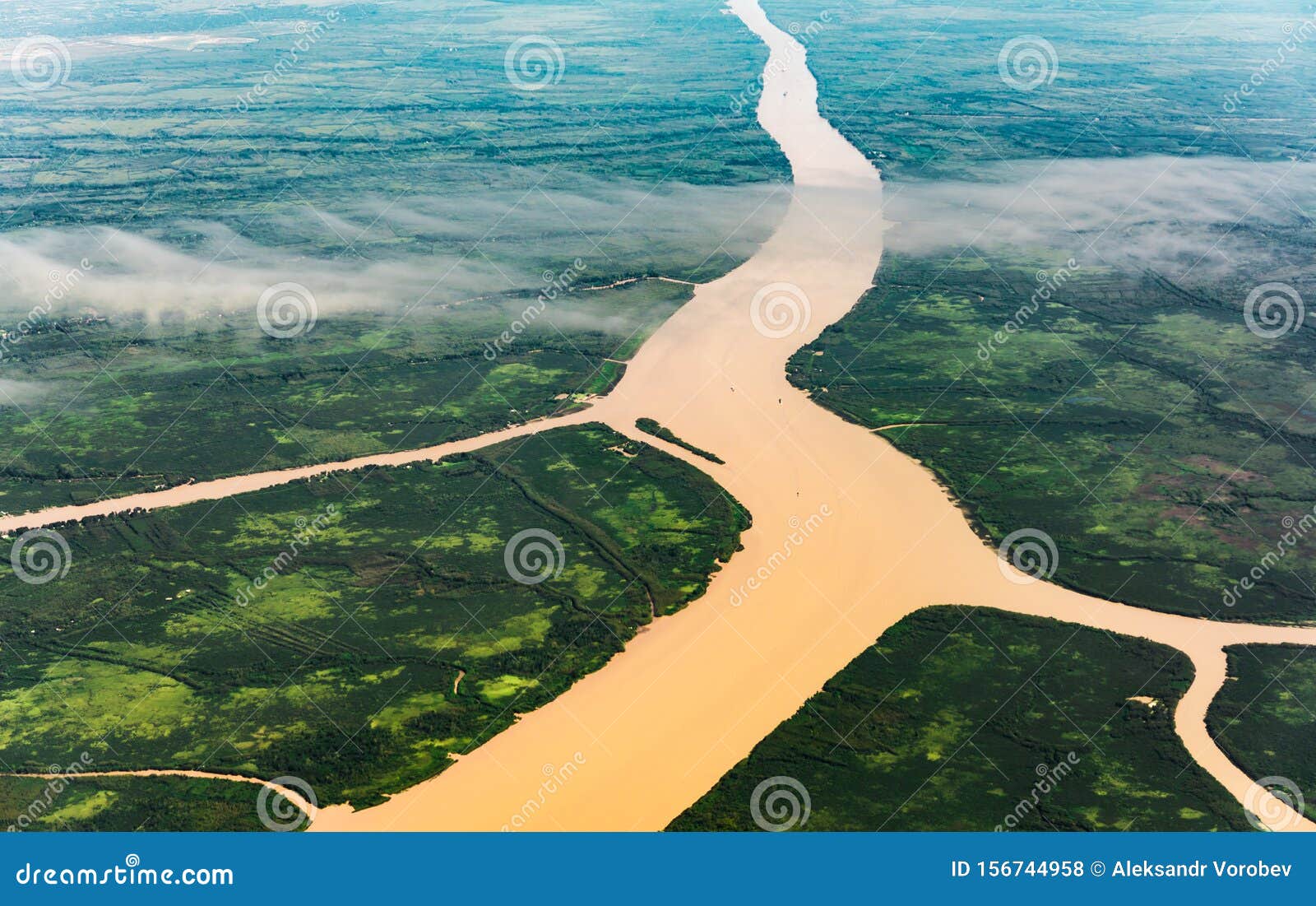 Landscape Aerial View of Colorful Amazon Rivers, Forest, Jungle, and ...