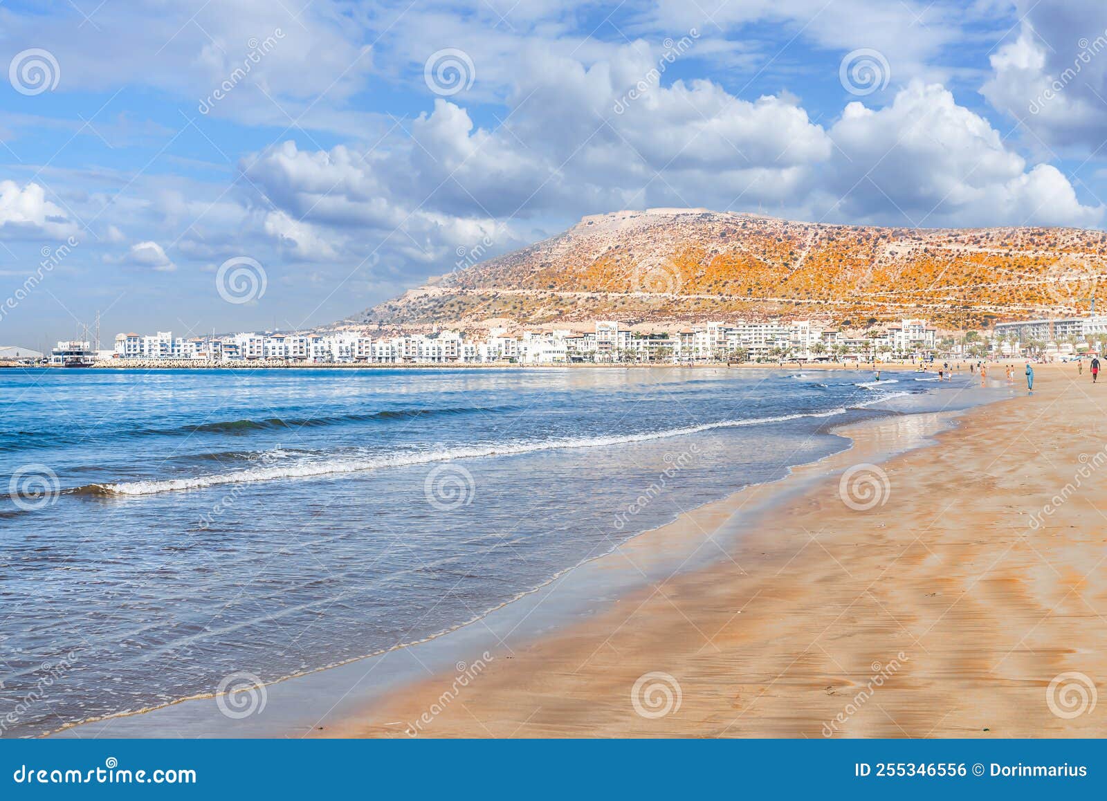 Landscape with Agadir Beach, Morocco Stock Photo - Image of landmark ...