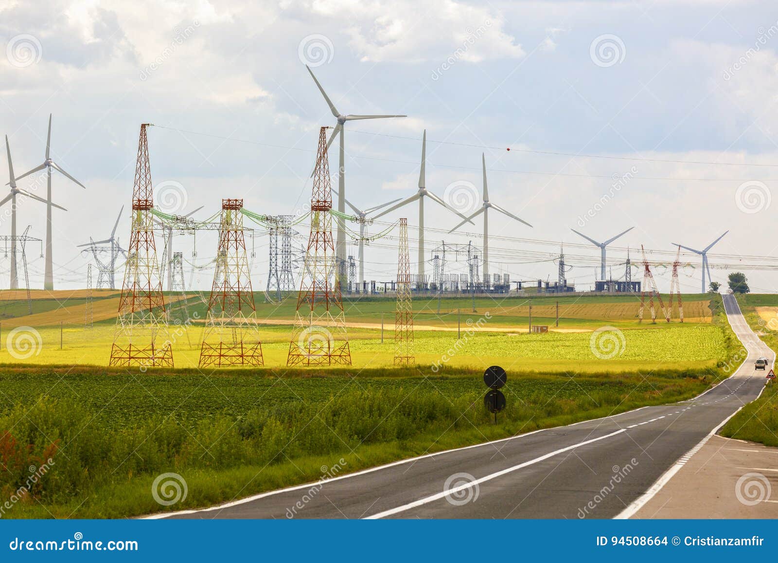 Landscape with an Agricultural and Wind Farm Stock Photo - Image of ...