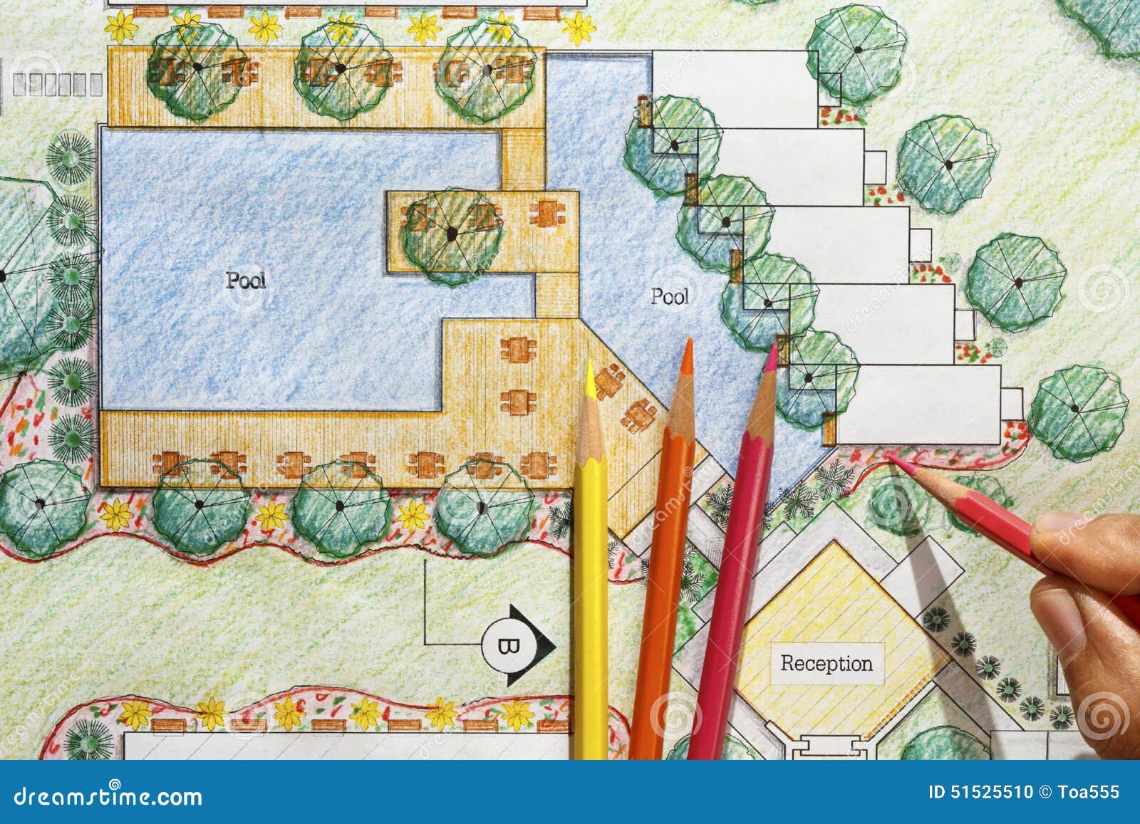Landscape Architect Design Hotel Resort Plan Stock Photo - Image of ...