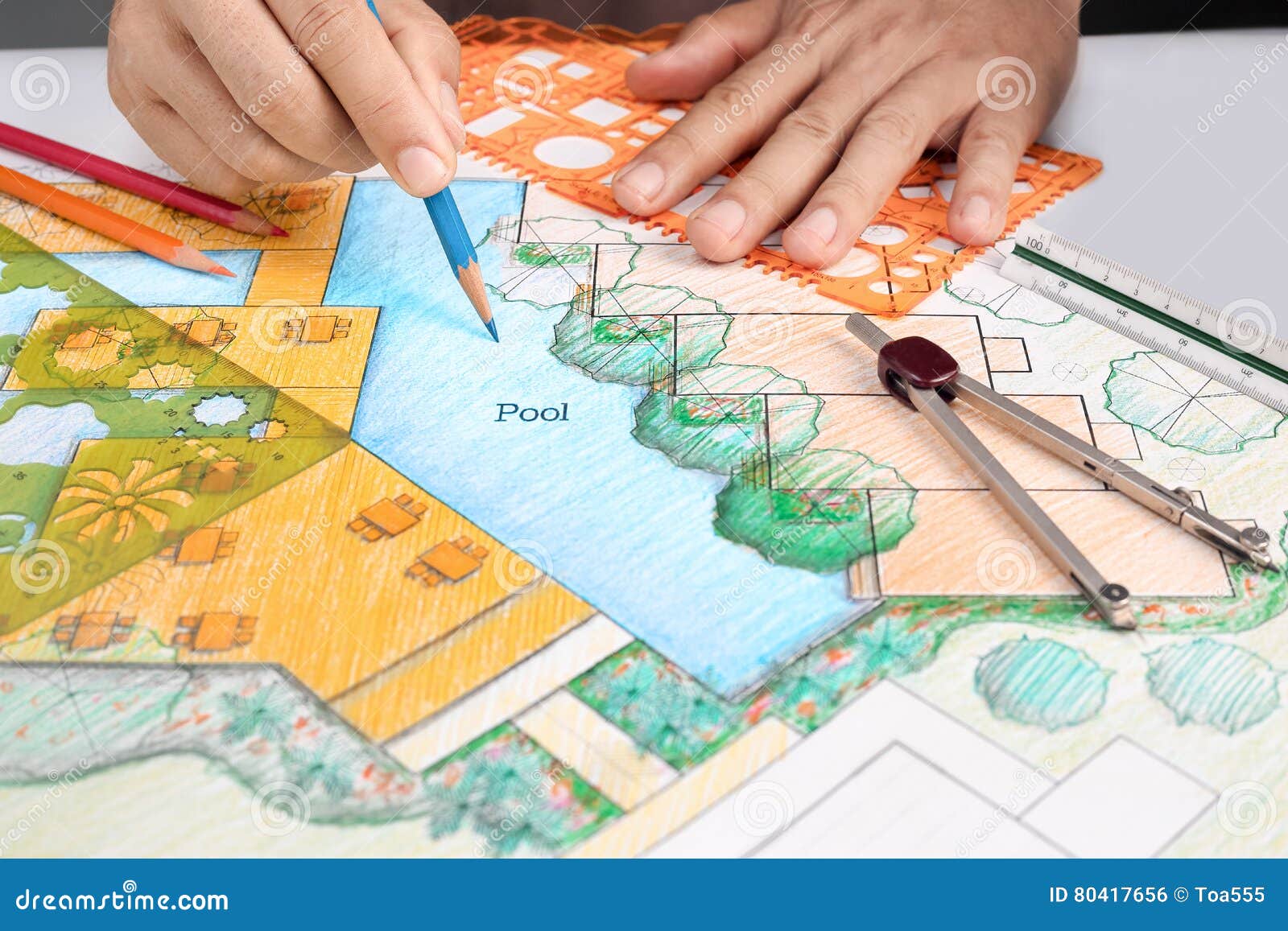 Landscape Architect Design Hotel Resort Plan Stock Photo - Image of ...