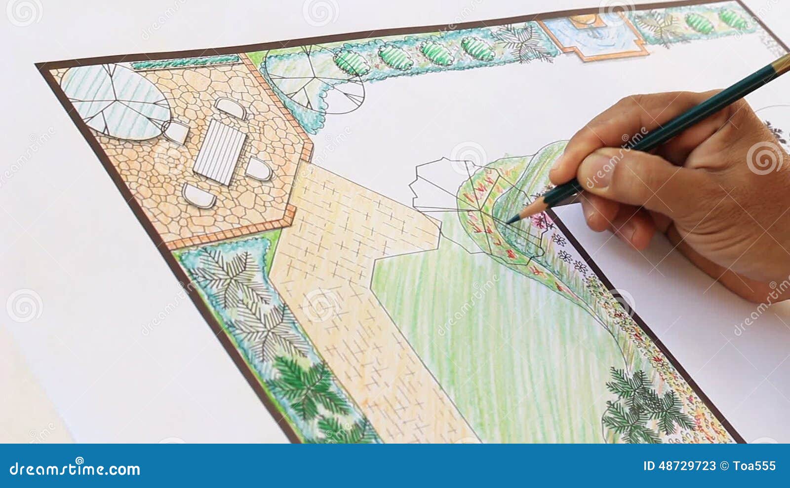 Landscape Architect Design L Shape Garden Plan Stock Video - Video of ...