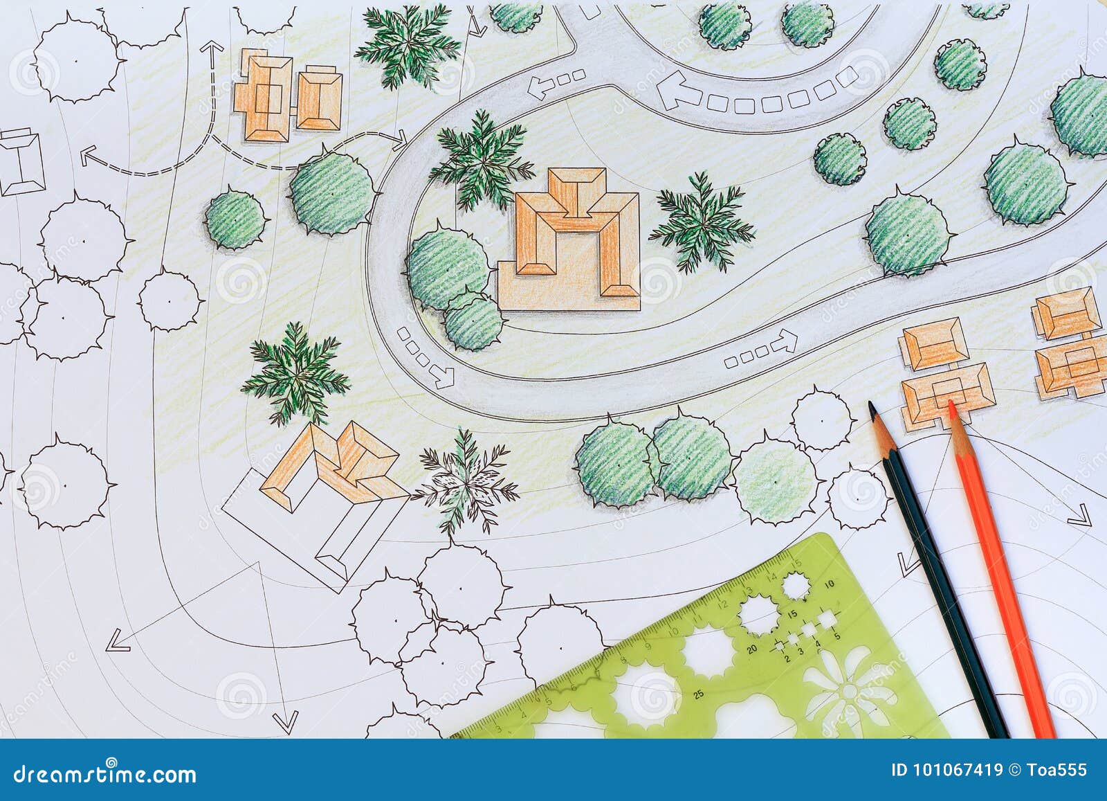 Landscape Architect Designing on Site Analysis Plan Stock Image - Image ...