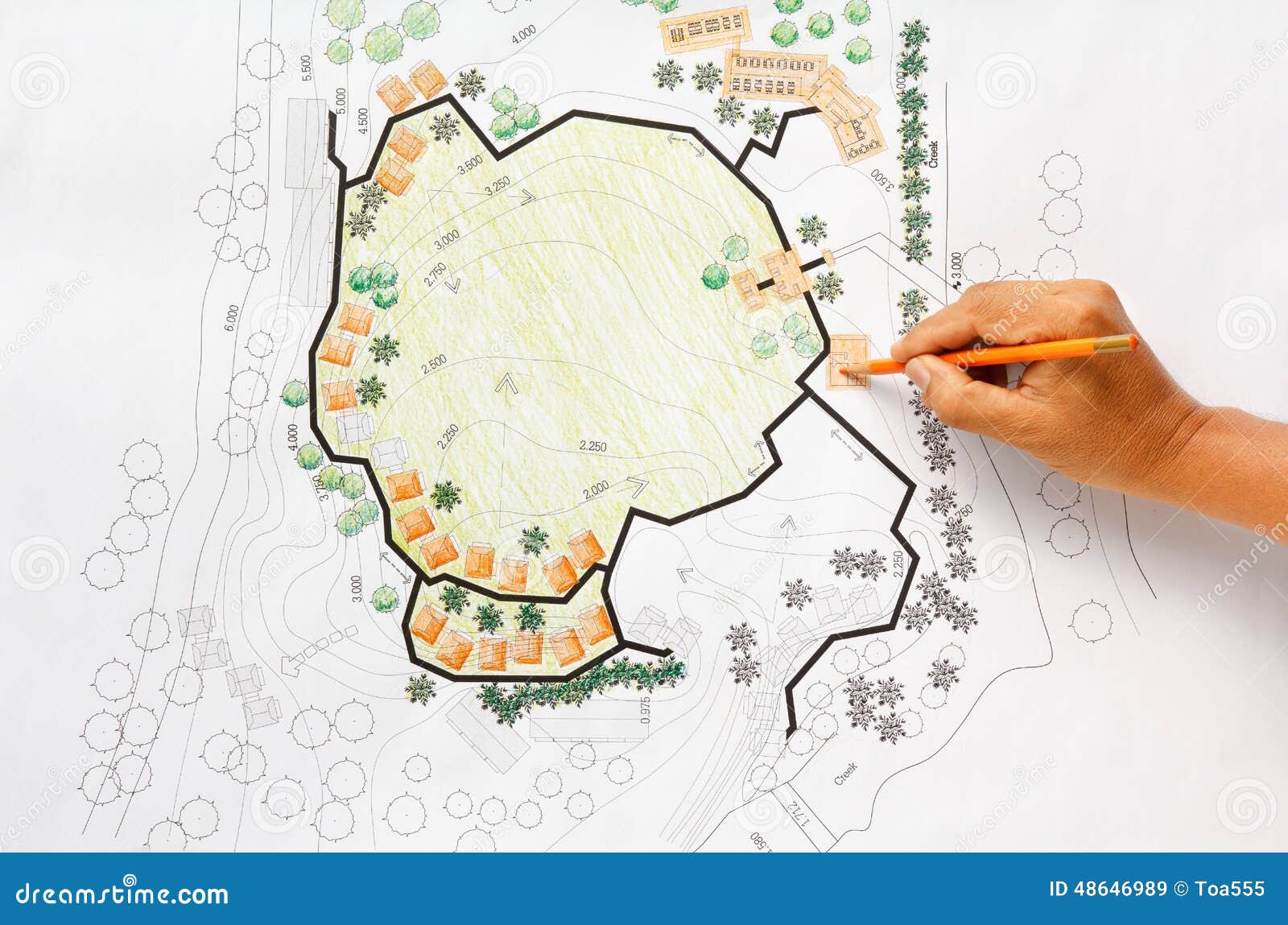 Landscape Architect Designing On Site Analysis Plan. Royalty-Free Stock ...