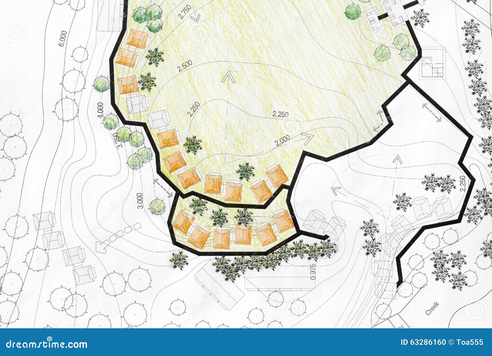 Landscape Architect Designing on Site Analysis Plan Stock Illustration ...