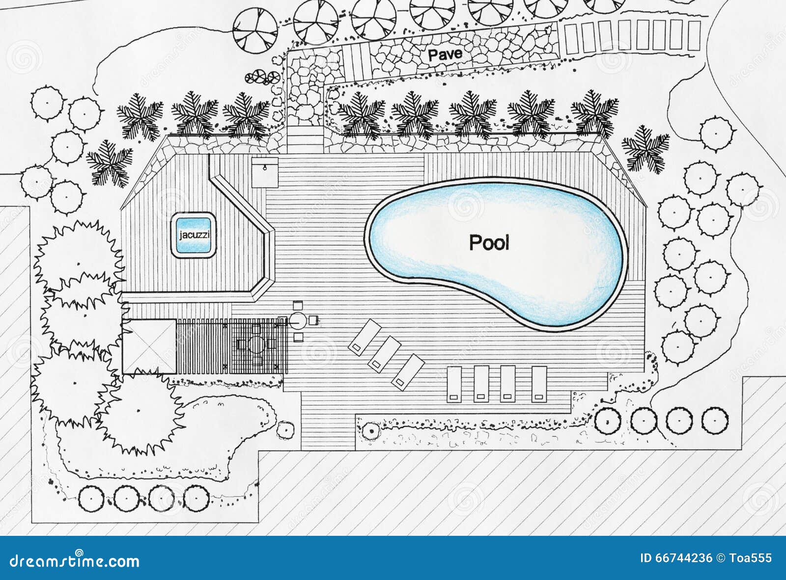 Landscape Architect Designs Pool for Luxury Villa Stock Photo - Image ...