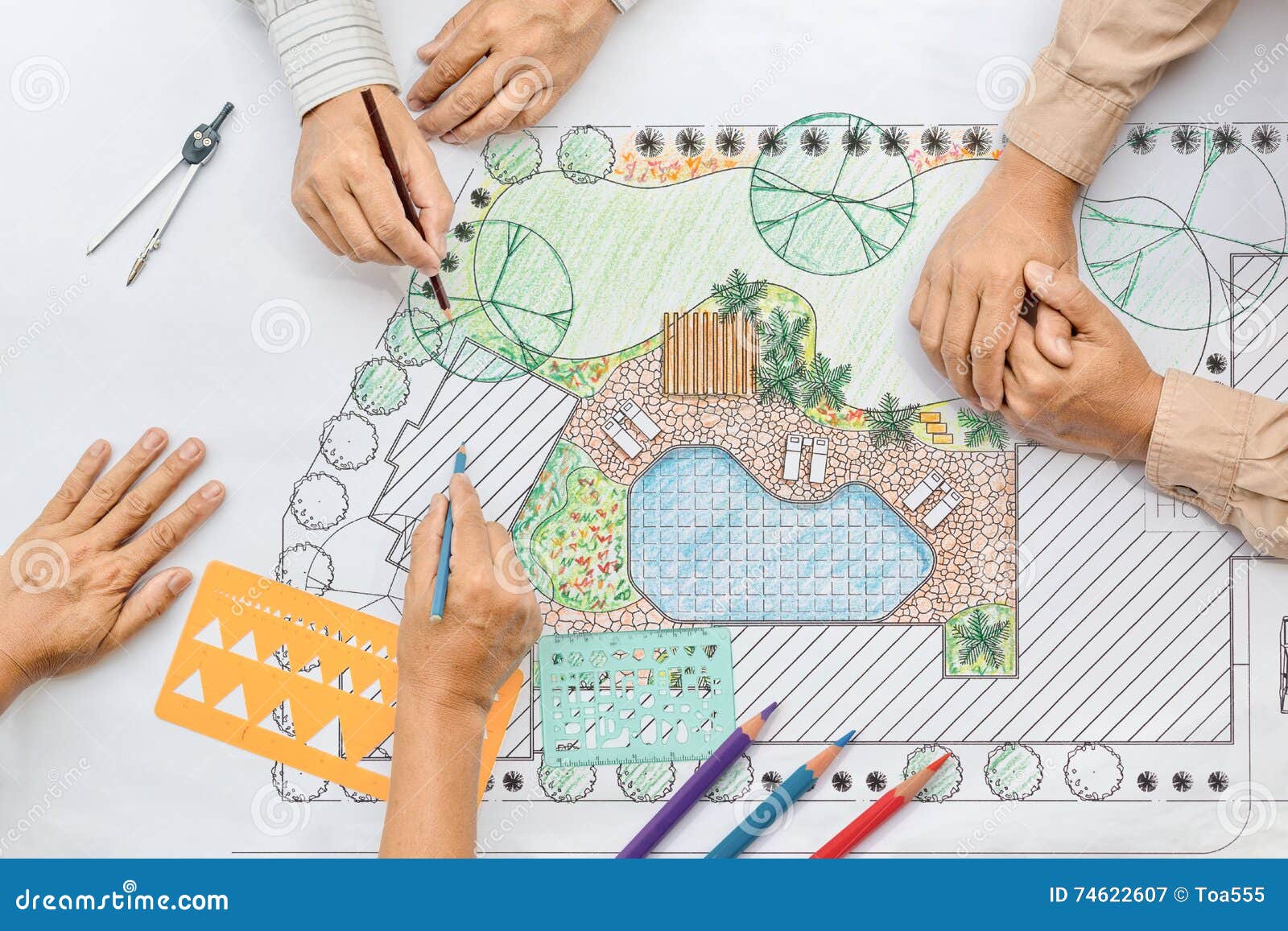 Landscape Architect Meeting with Client Stock Image - Image of ...