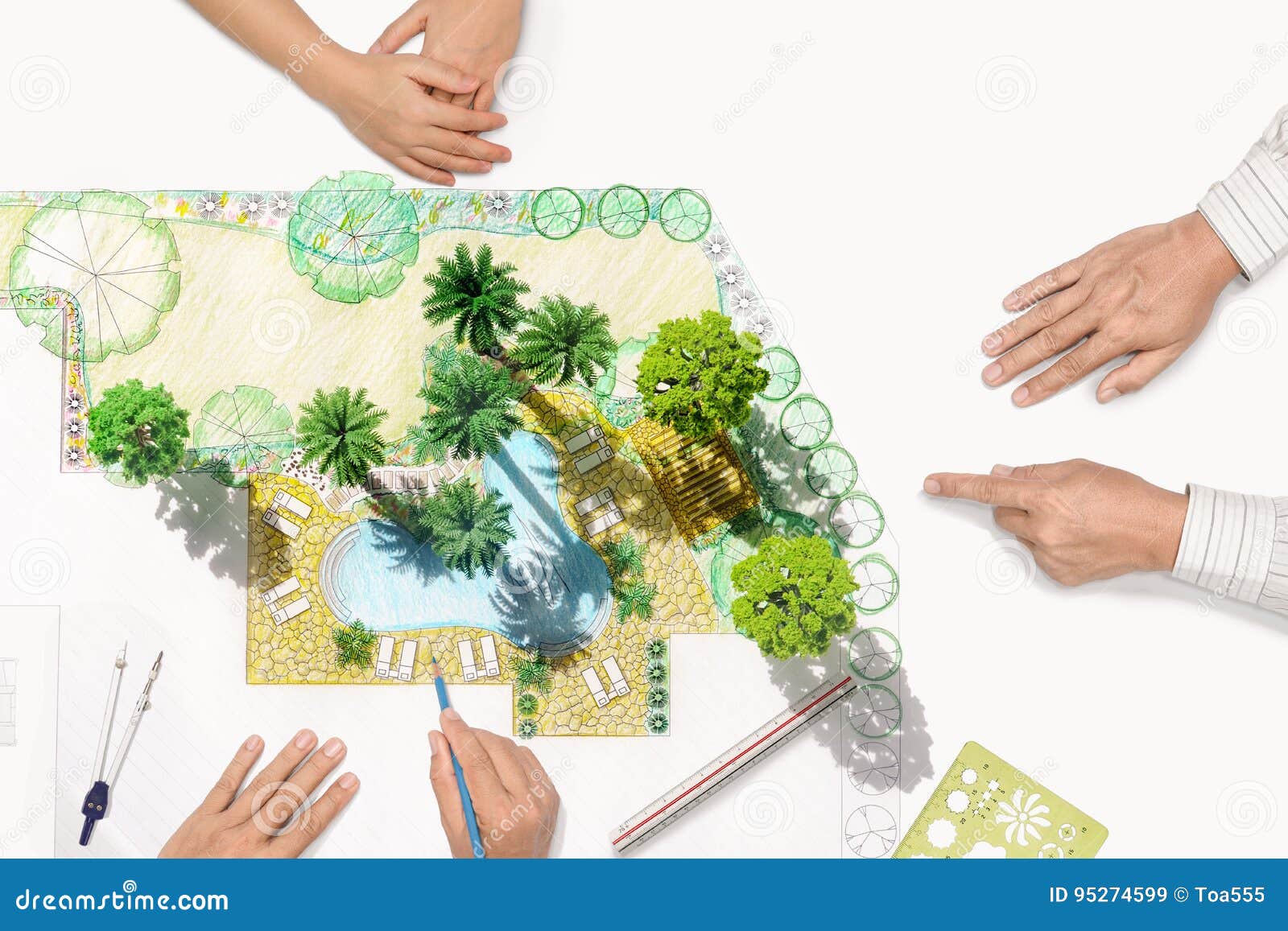 Landscape Architect Designing On Site Plan Royalty-Free Stock ...