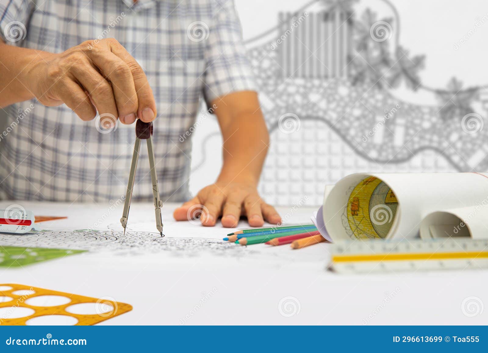 Landscape Architect Student Learning Garden Plan Design Stock Image ...