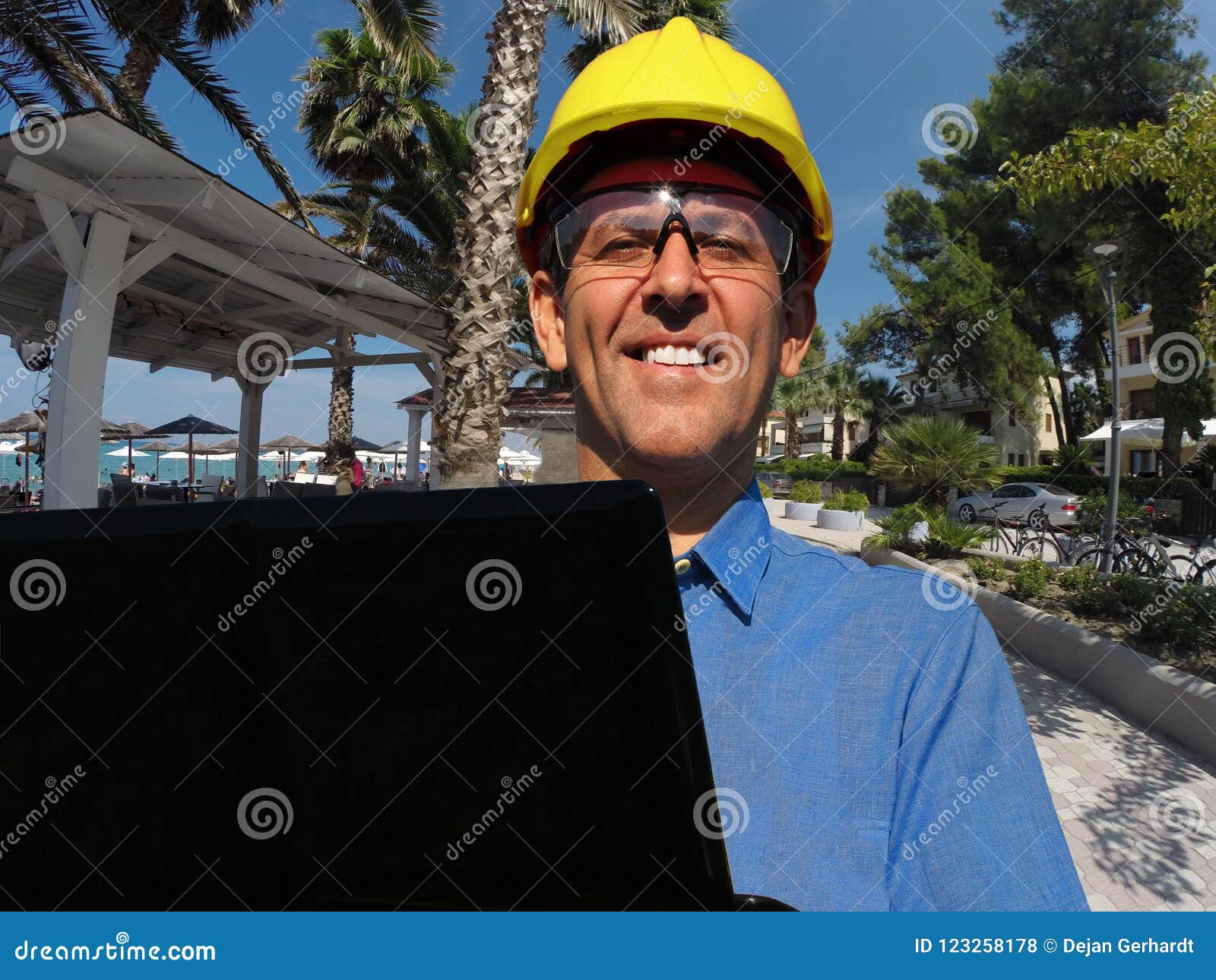 Landscape Architecture Engineer with Laptop Computer Stock Photo ...
