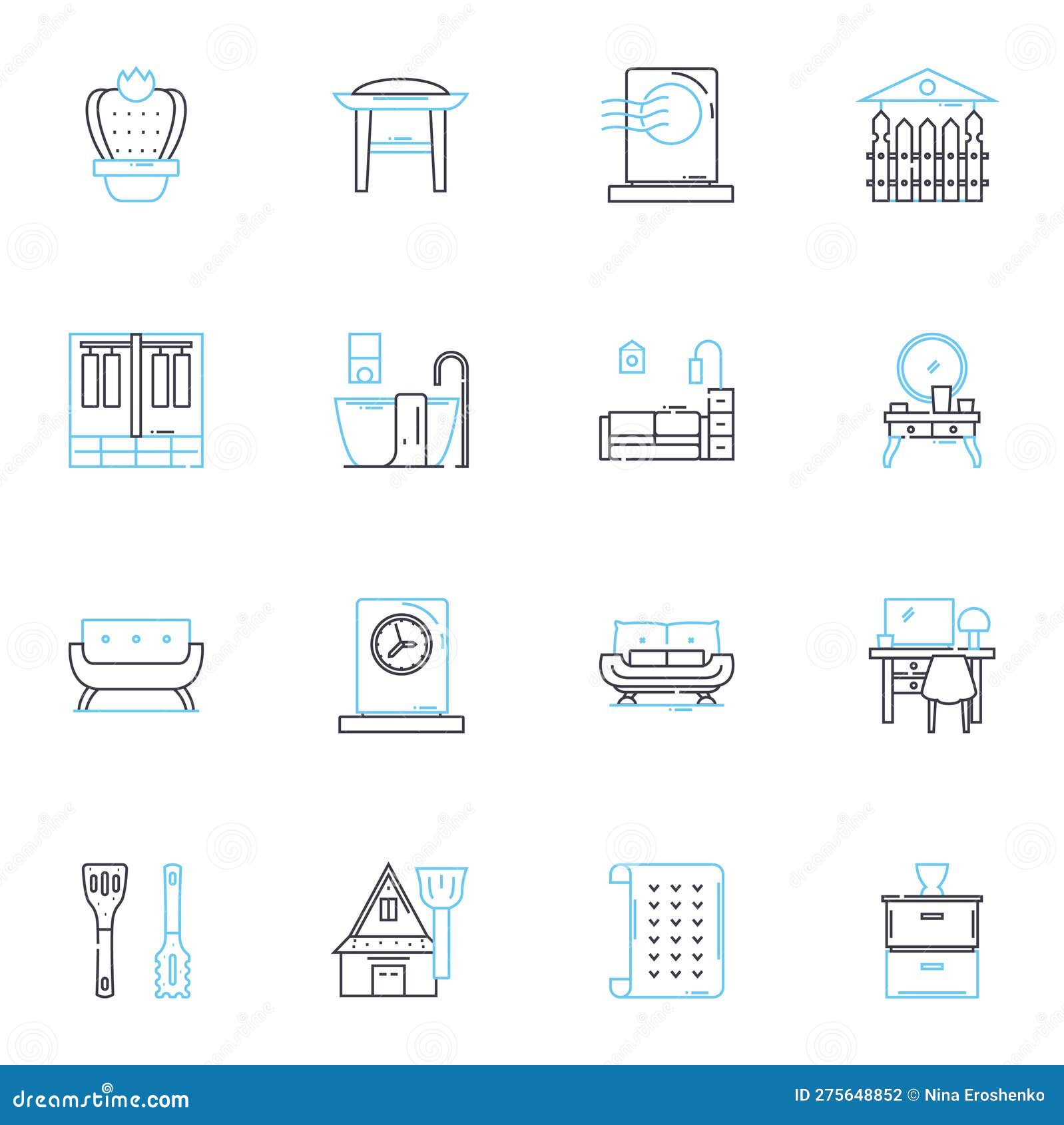 Landscape Architecture Linear Icons Set. Design, Environment ...