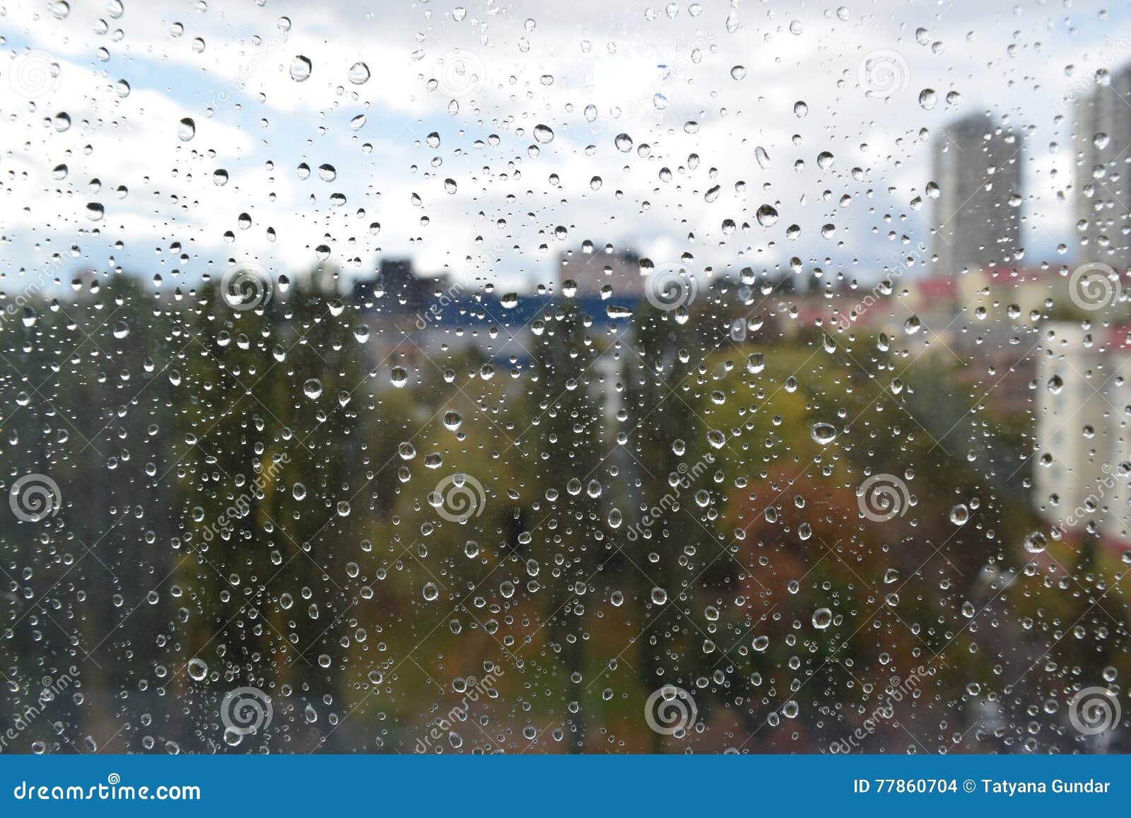 Landscape Autumn City Behind Raindrops. Stock Photo - Image of moisture ...